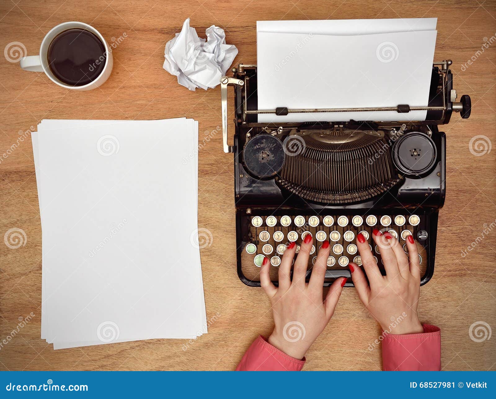 Hands Typing on a Vintage Typewriter. Stock Image - Image of author ...