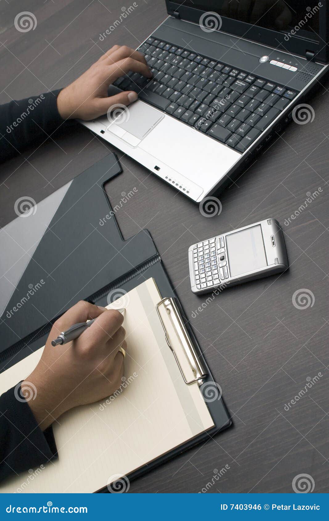 Hands typing and writing stock photo. Image of cell, modern - 7403946