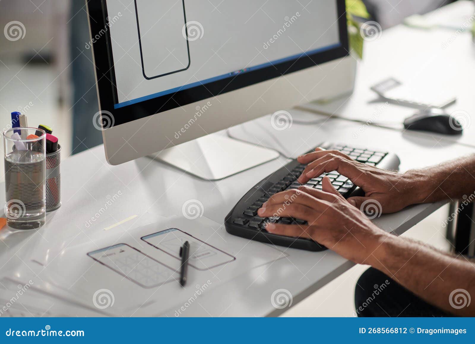 UI Designer Creating Mobile Interface Stock Photo - Image of hands ...