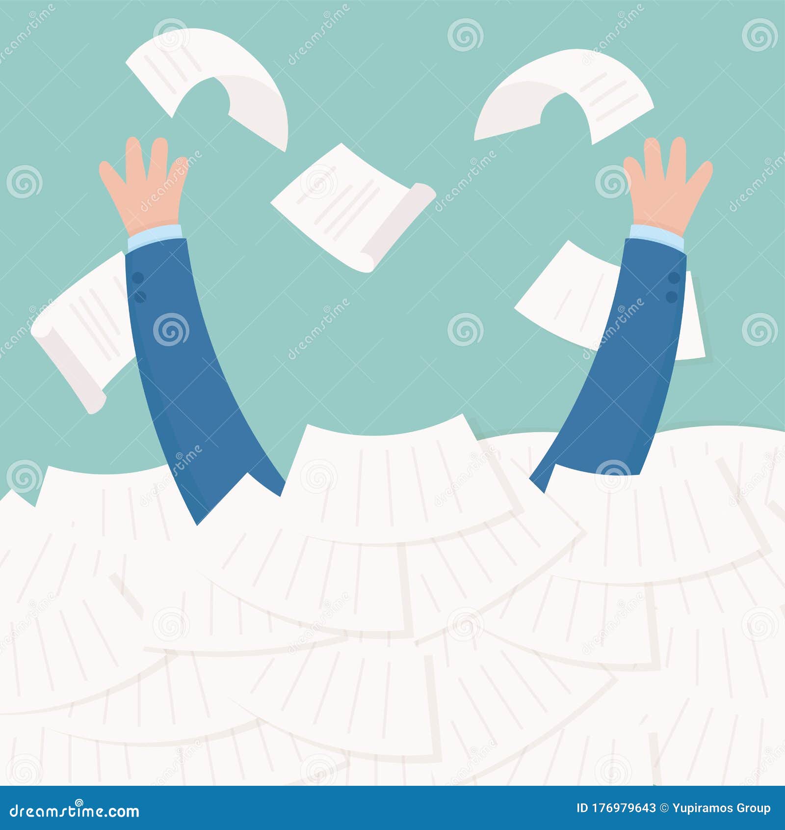 Hands Under Paperwork Employee Overwork Stress Stock Vector ...