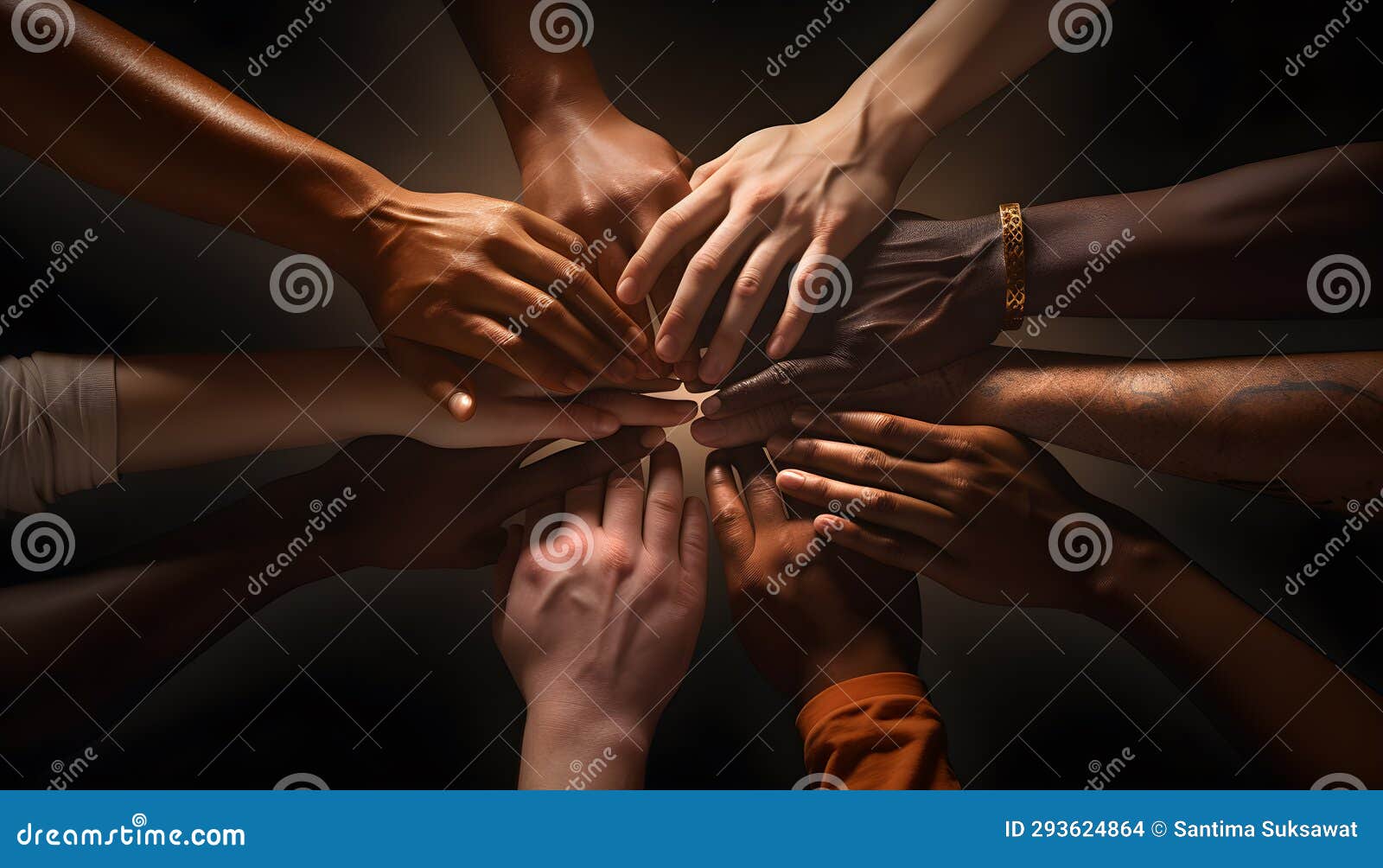 Hands United Together. Teamwork Concept Stock Illustration ...