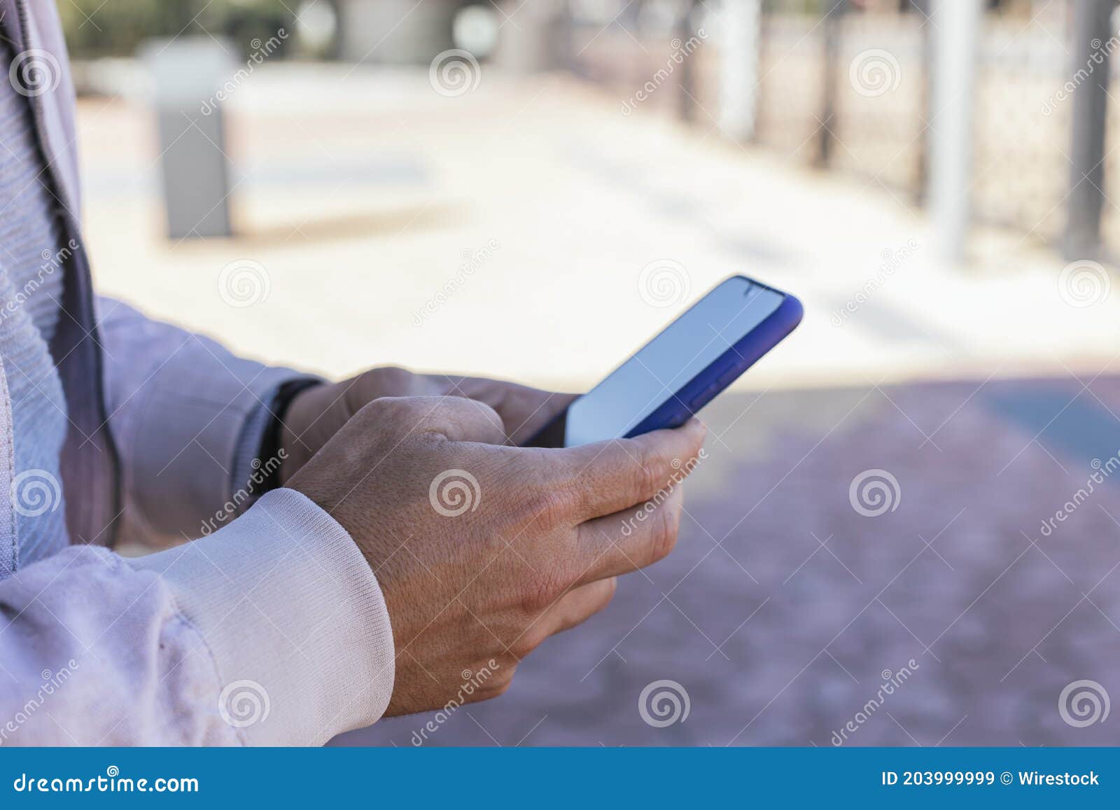 Hands of an Unrecognizable Man Sending a Text Message Stock Image ...