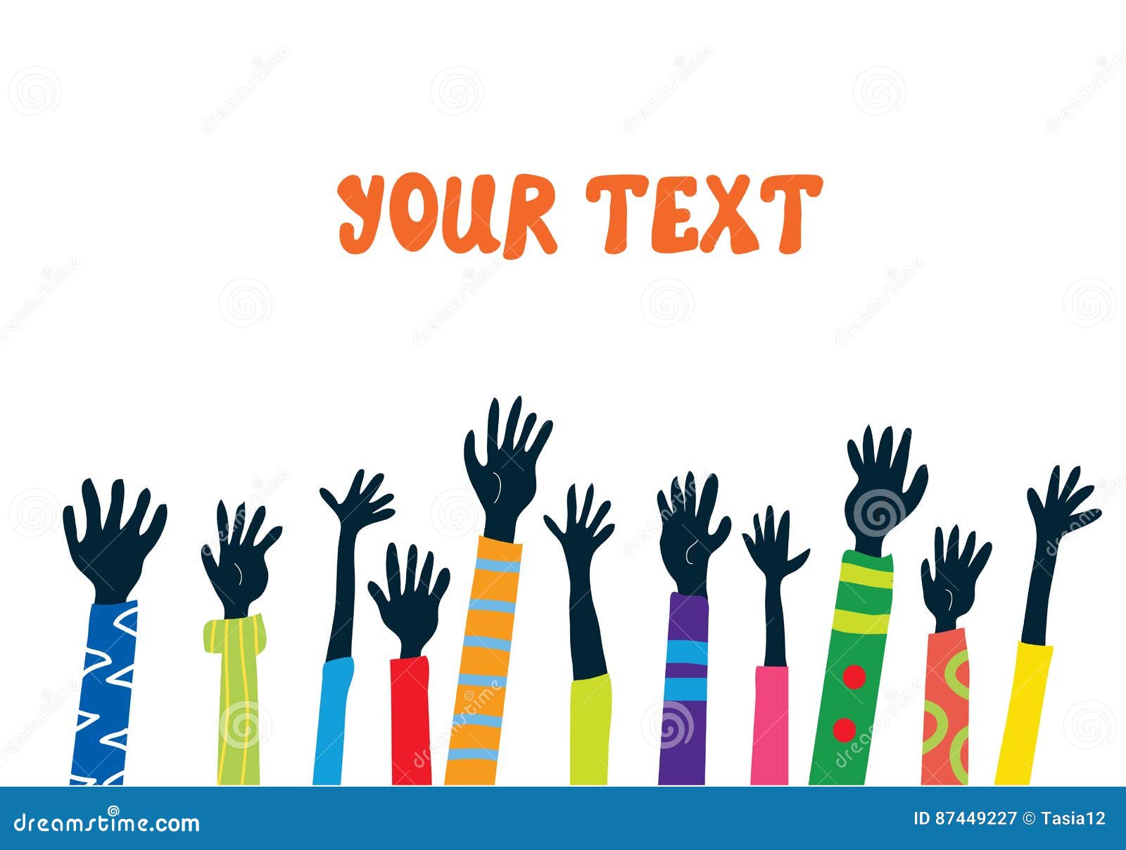 Hands Up Banner with Many People Stock Vector - Illustration of help ...