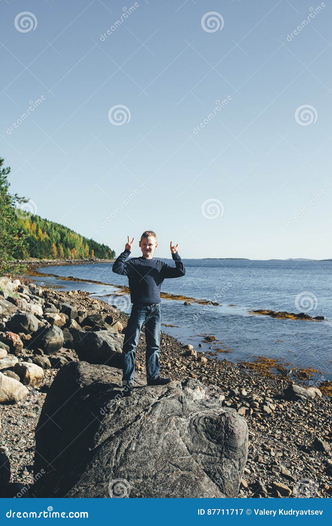 Hands Up Boy stock image. Image of people, coast, hands - 87711717