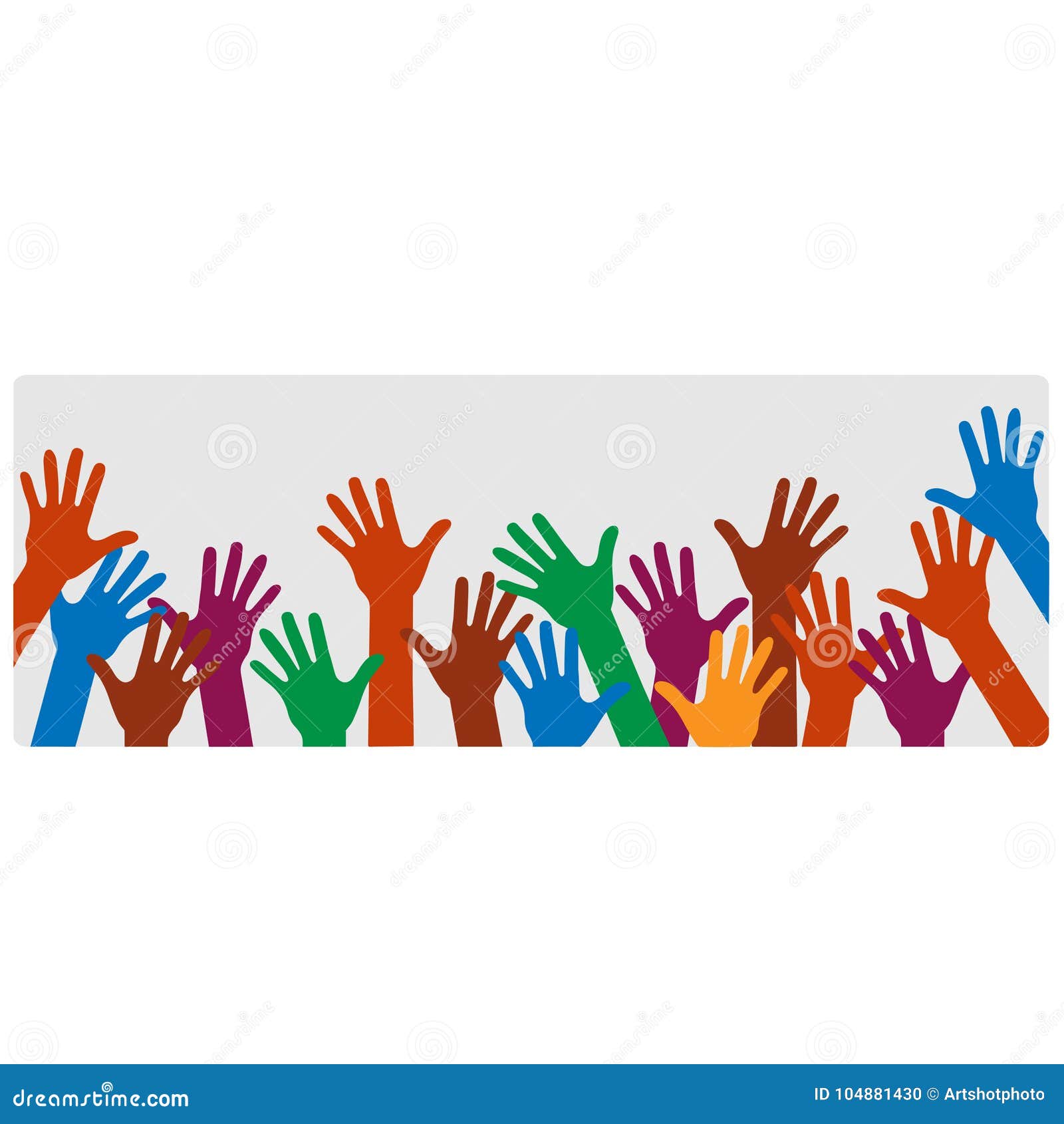 Hands Up Colors, Voting Hand Raised Up, Election Concept. Vector ...