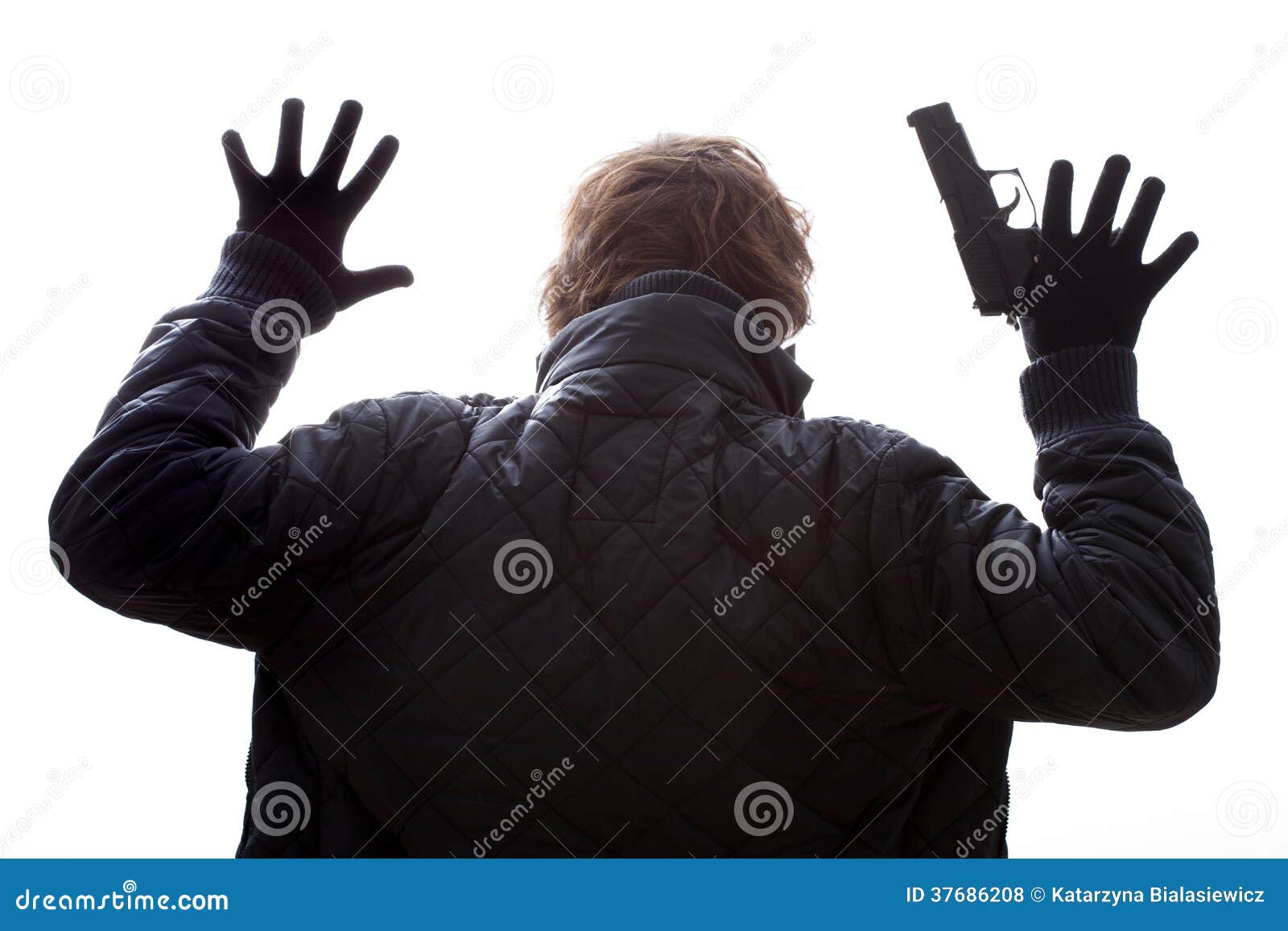 Hands up with gun stock photo. Image of gangster, robber - 37686208