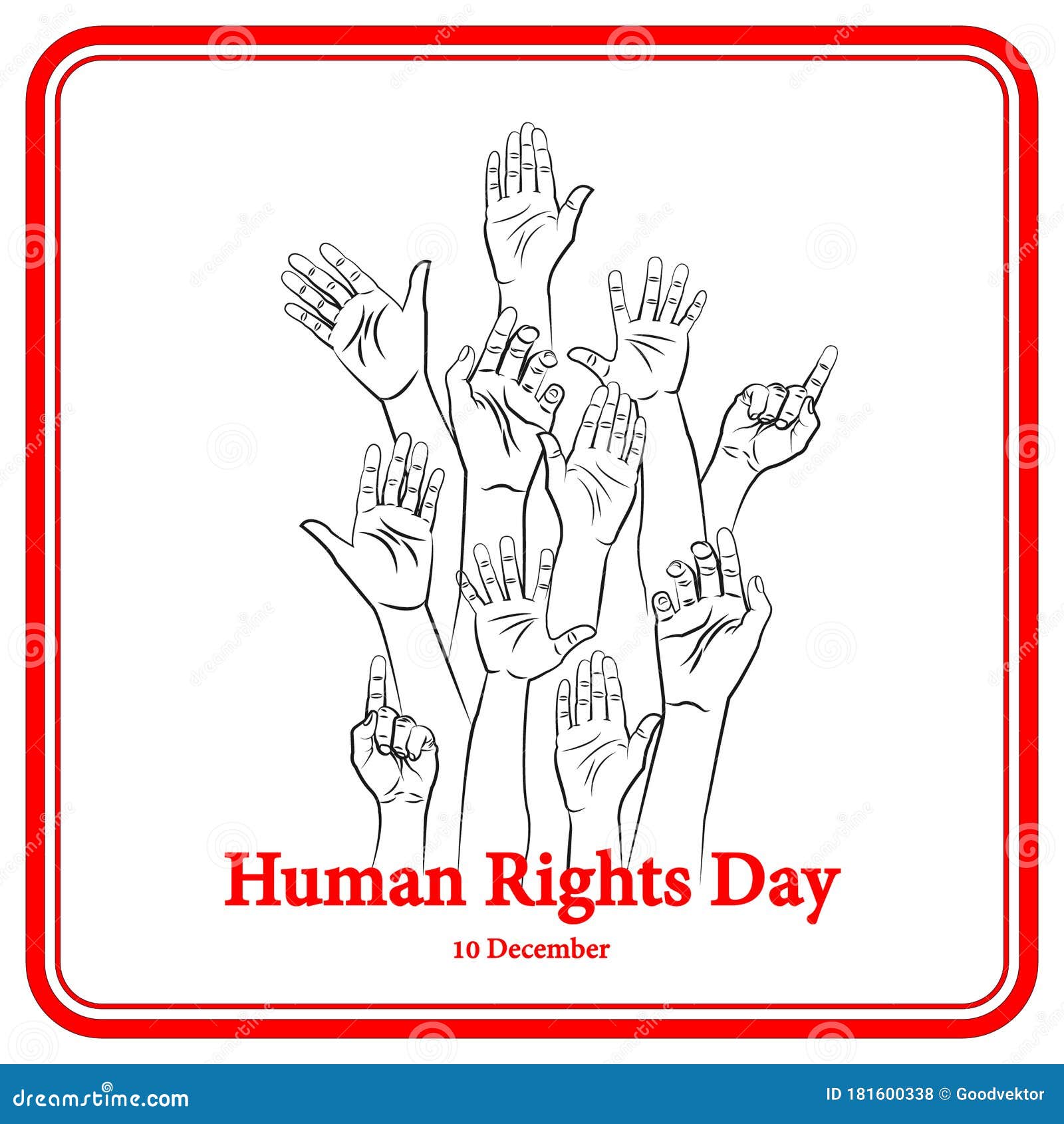 Hands Up Illustration Democracy. Human Rights Day, 10th of December ...