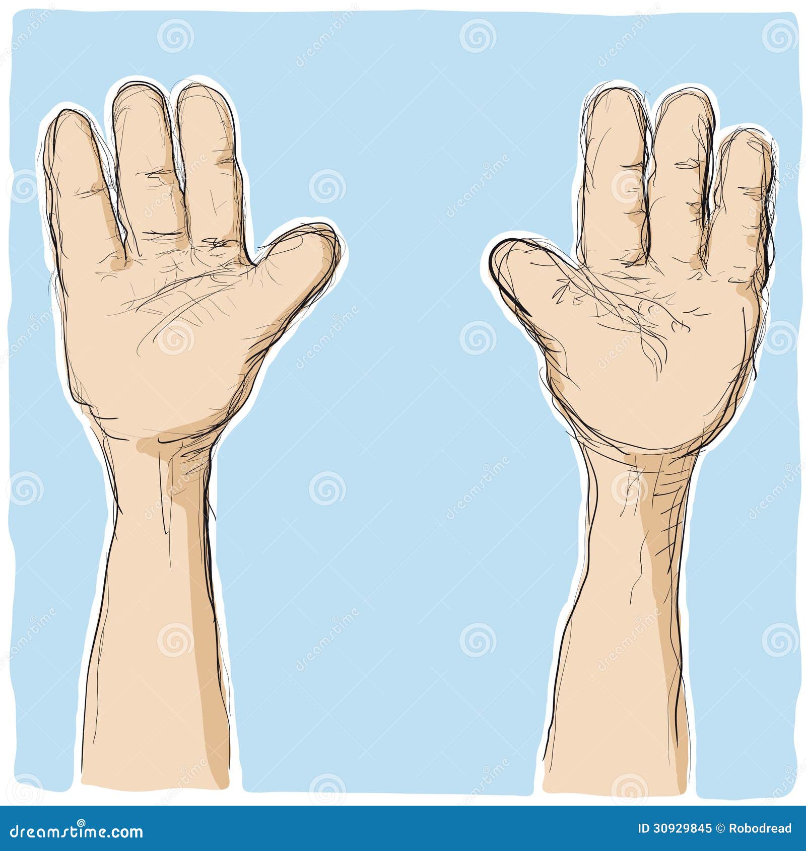 Hands up stock vector. Illustration of palm, outline - 30929845