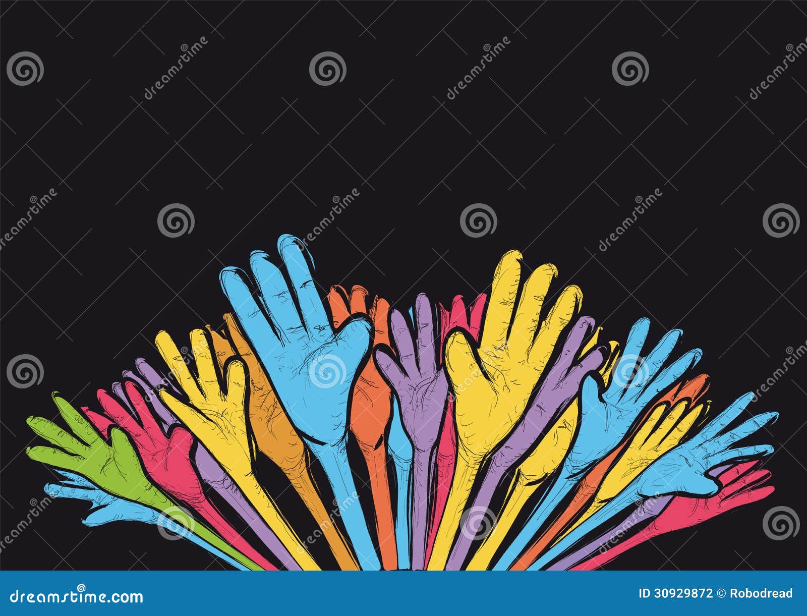 Hands up stock vector. Illustration of raise, outline - 30929872