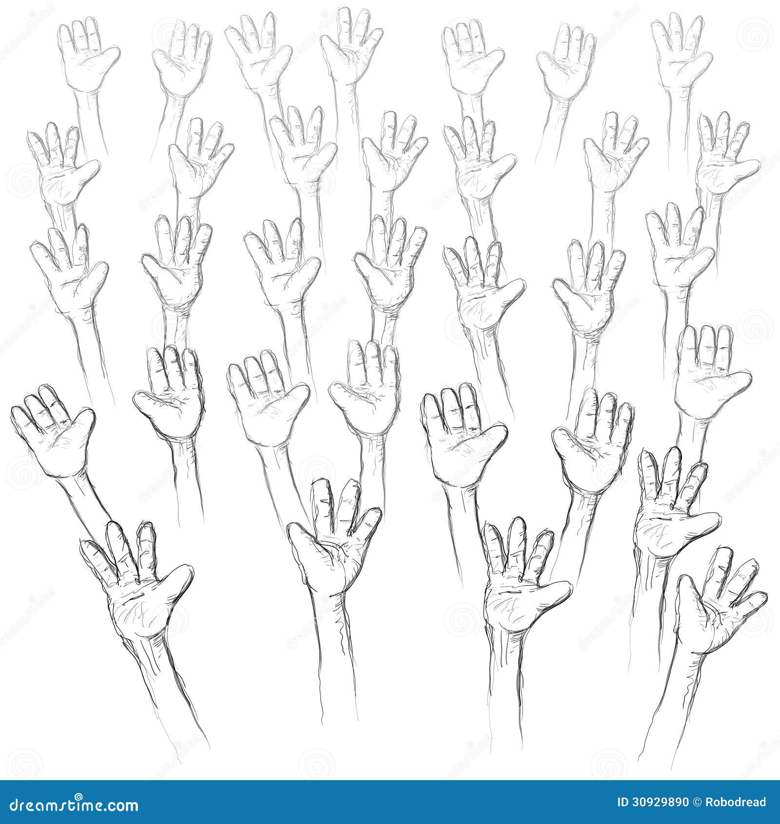 Hands up stock vector. Illustration of together, group - 30929890