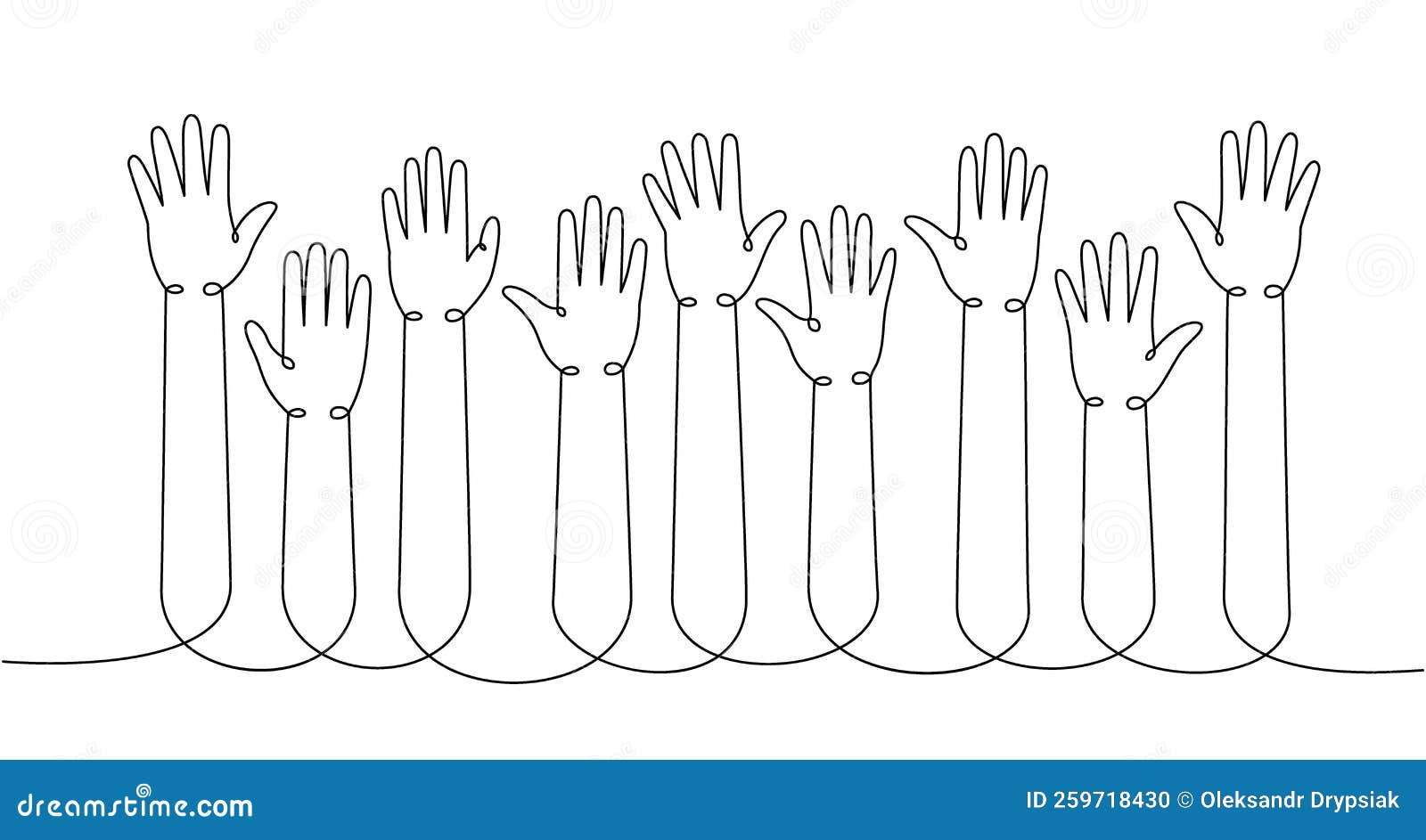 Hands Up One Line Continuous Drawing. Public Opinion, User Feedback ...