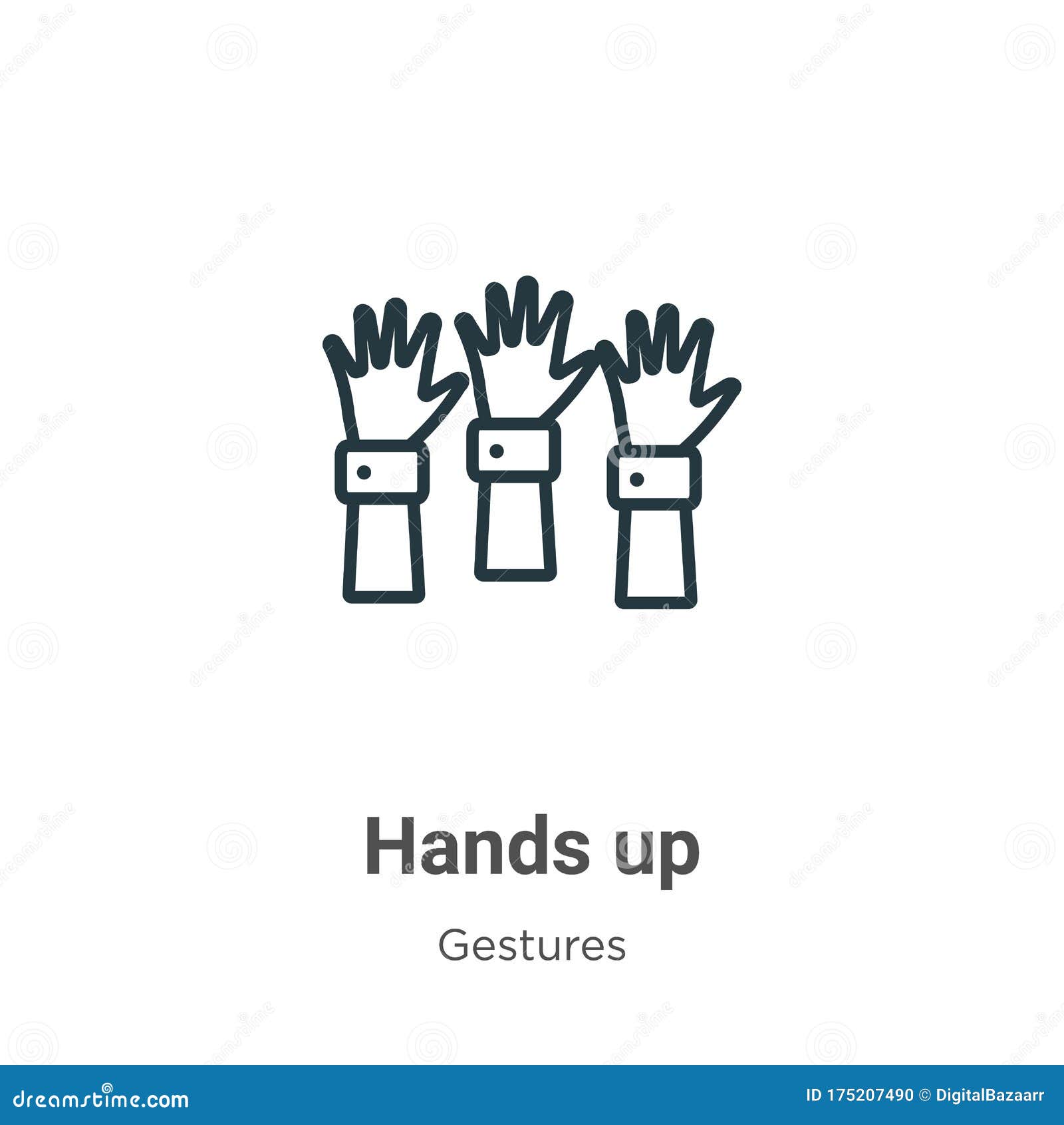 Hands Up Outline Vector Icon. Thin Line Black Hands Up Icon, Flat ...