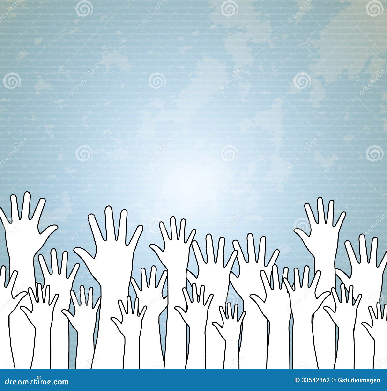 Hands up stock vector. Illustration of silhouette, blue - 33542362