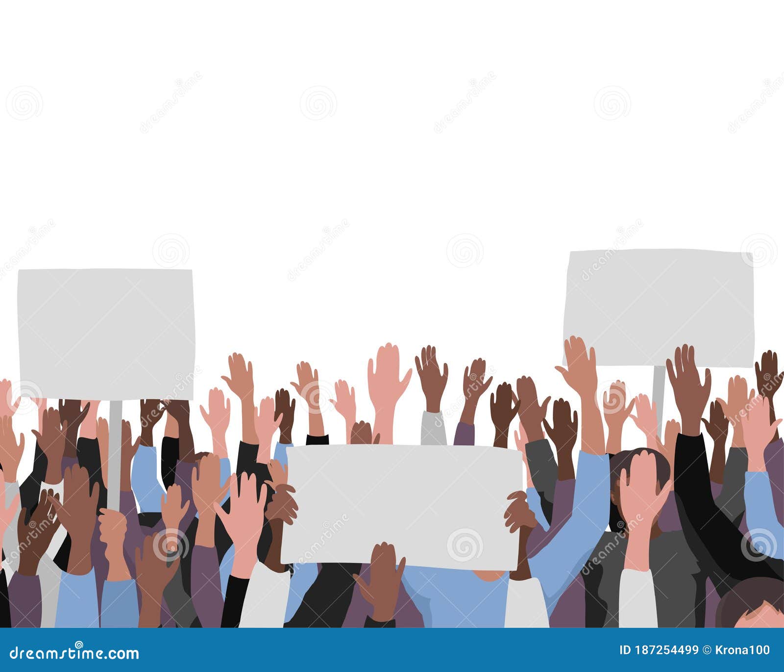 Hands Up Pattern with Banners. Public Protest Illustration Stock Vector ...
