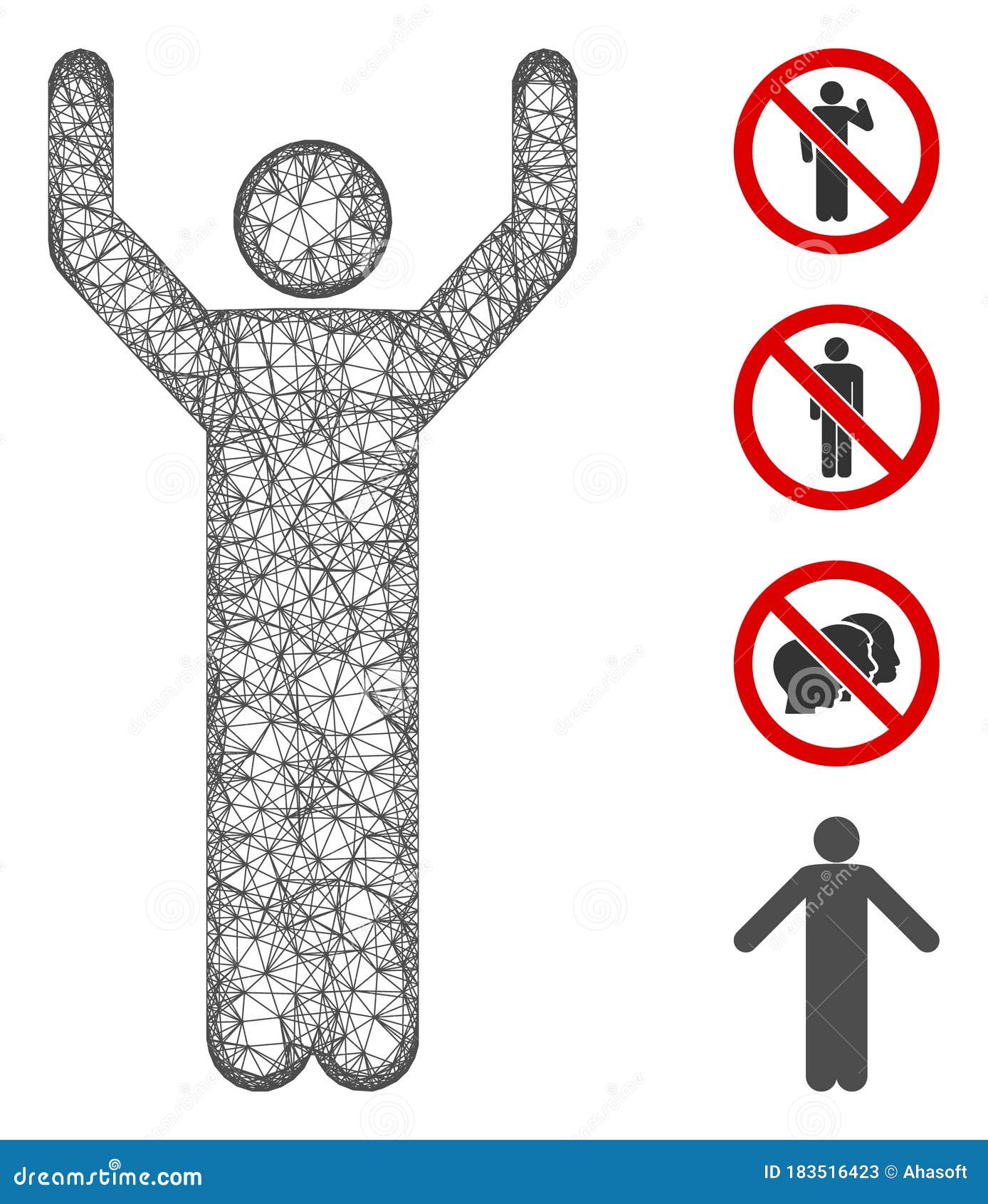 Hands Up Pose Web Vector Mesh Illustration Stock Illustration ...