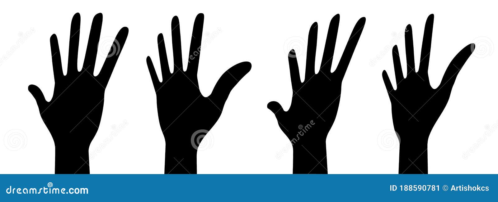 Hands Up Set. Vector Perspective Illustration. Wave Hands Stock Vector ...