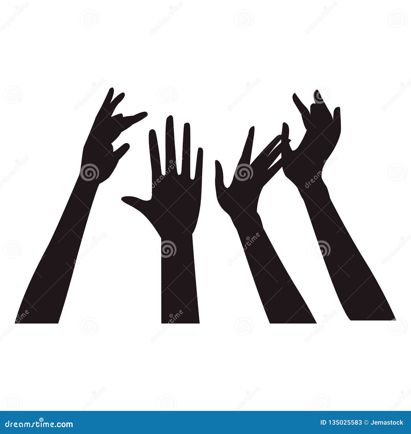 Hands up silhouette stock vector. Illustration of human - 135025583