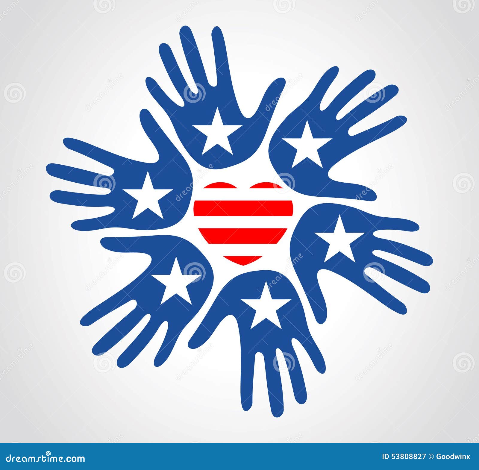 Hands with US Flag Pattern Star Stripes Heart Independence Day Stock ...