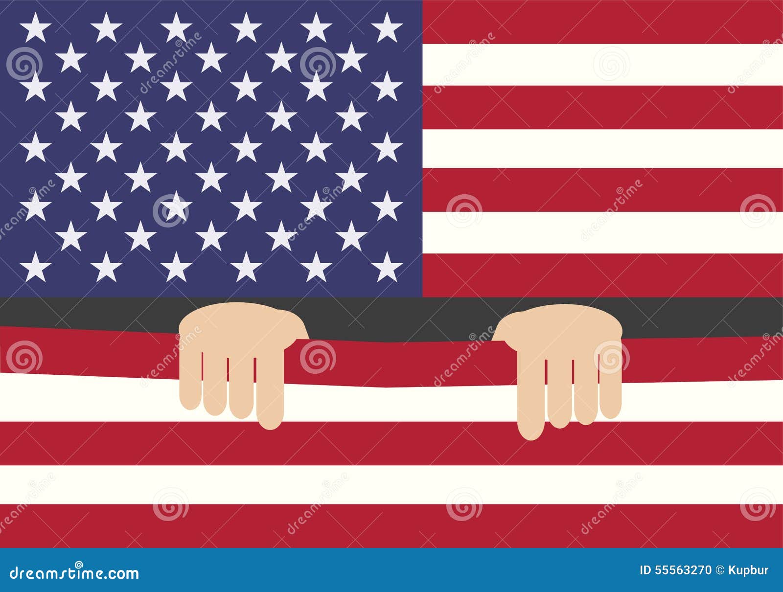 Hands with USA Flag stock vector. Illustration of symbolic - 55563270
