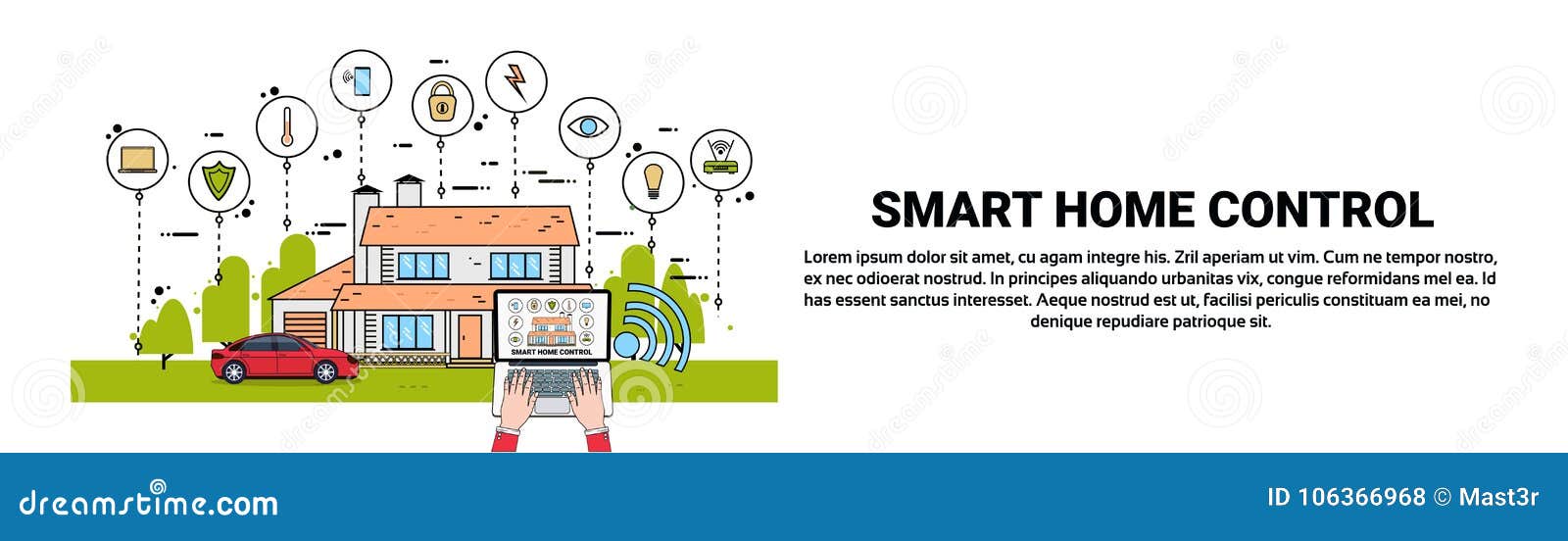 Hands Use Laptop with Smart Home Control Application Modern House ...