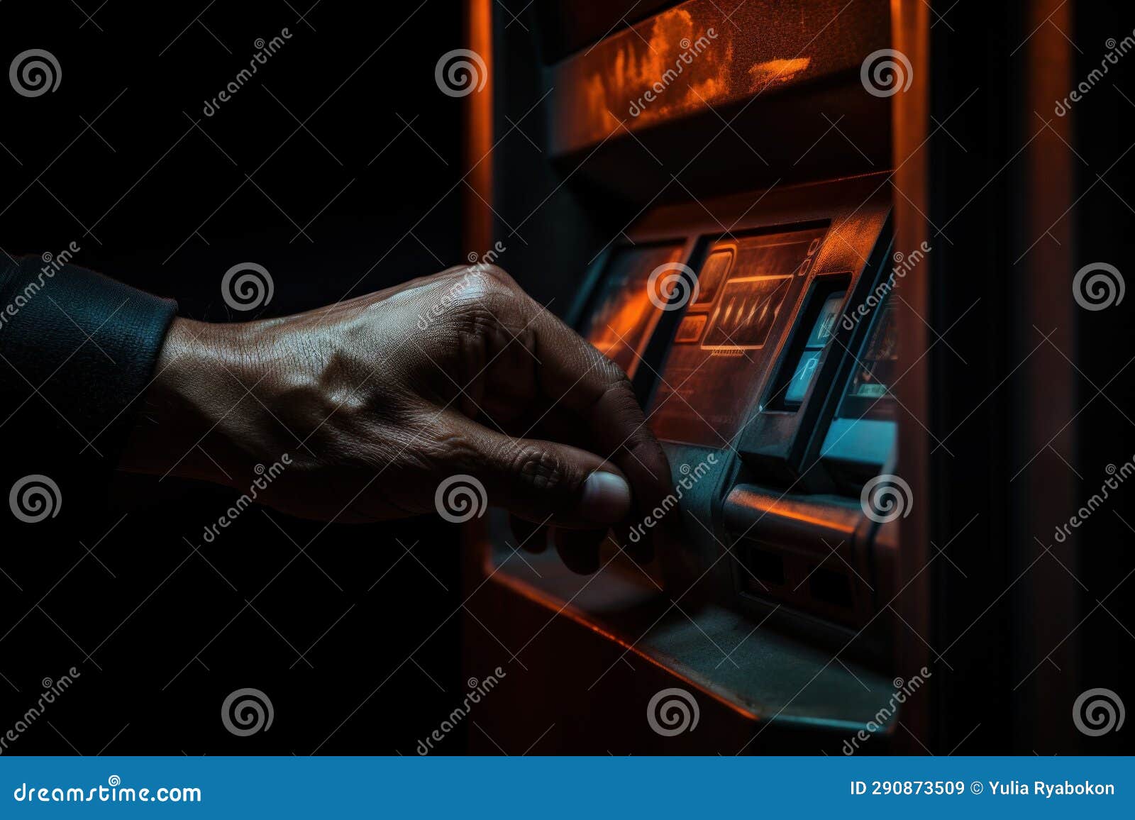 Hands Using Atm. Generate Ai Stock Image - Image of credit, male: 290873509