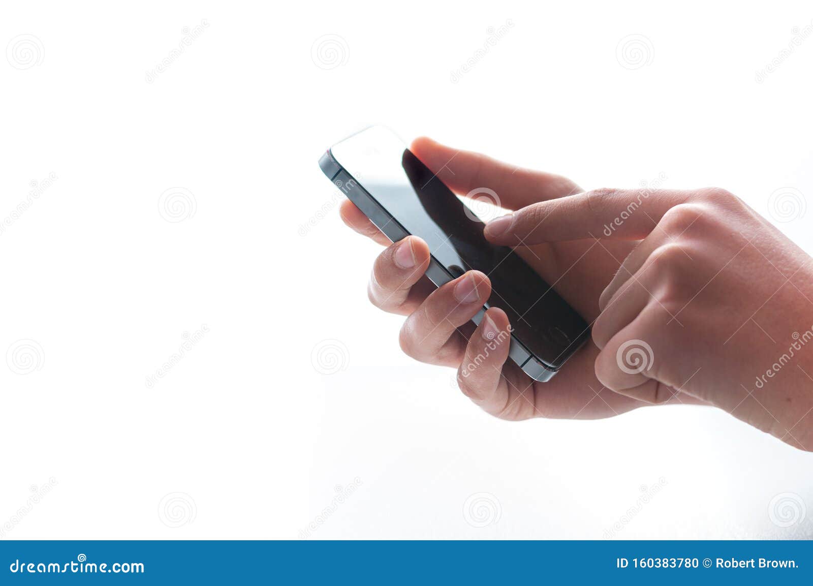 Hands Using Mobile Phone, Against White Background. Stock Photo - Image ...