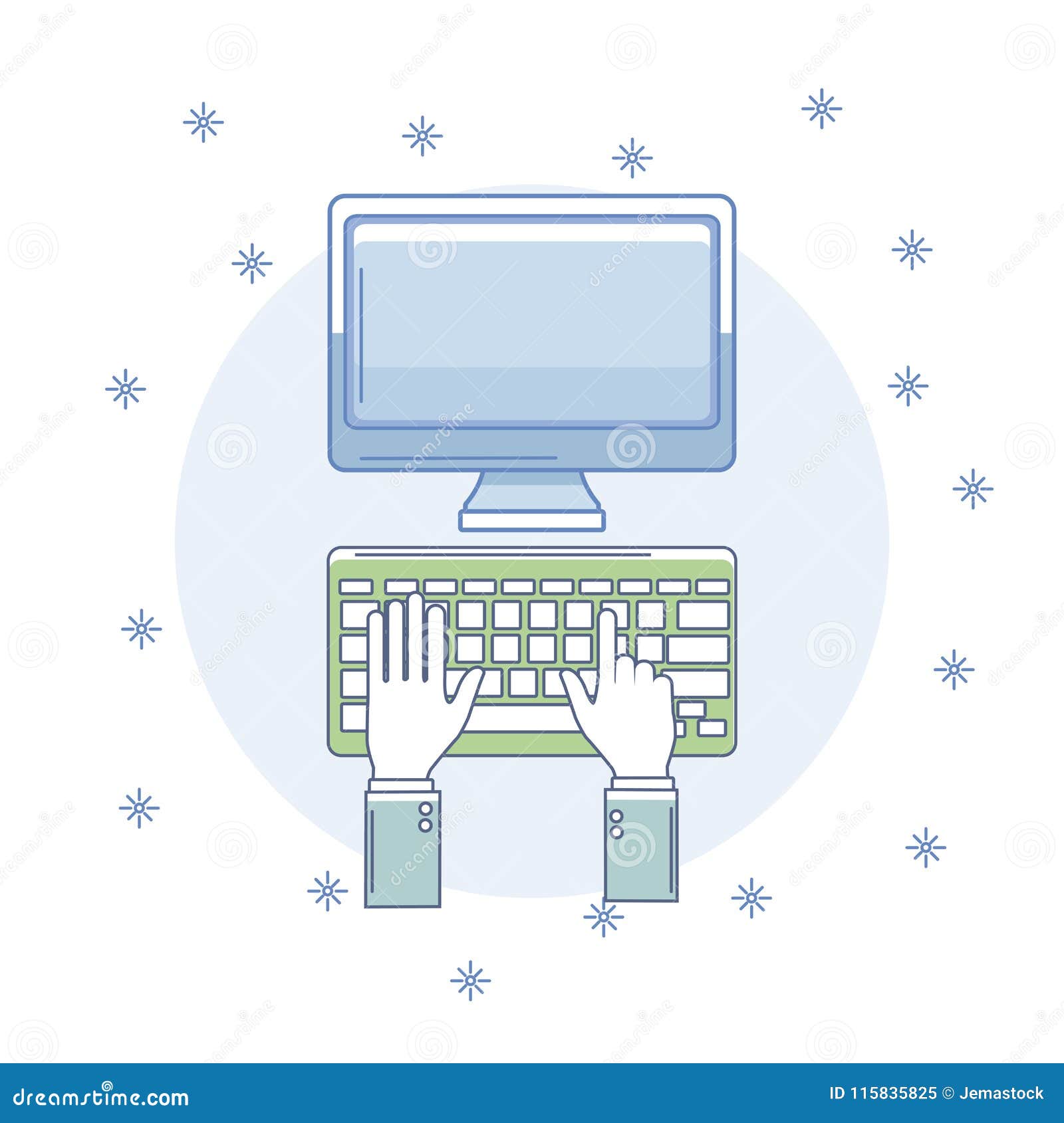 Hands using computer stock vector. Illustration of equipment - 115835825