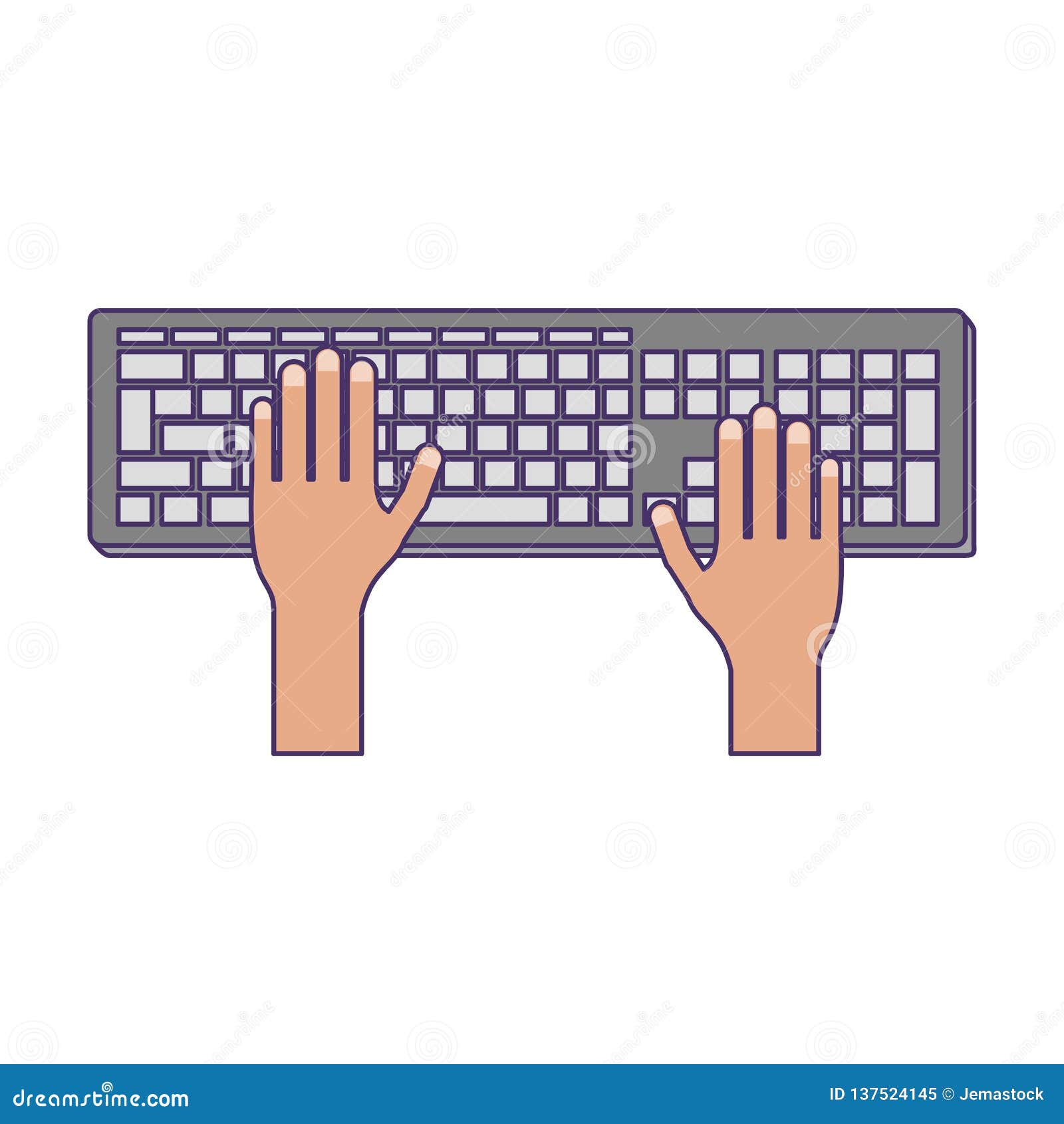 Hands Using Computer Keyboard Blue Lines Stock Vector - Illustration of ...
