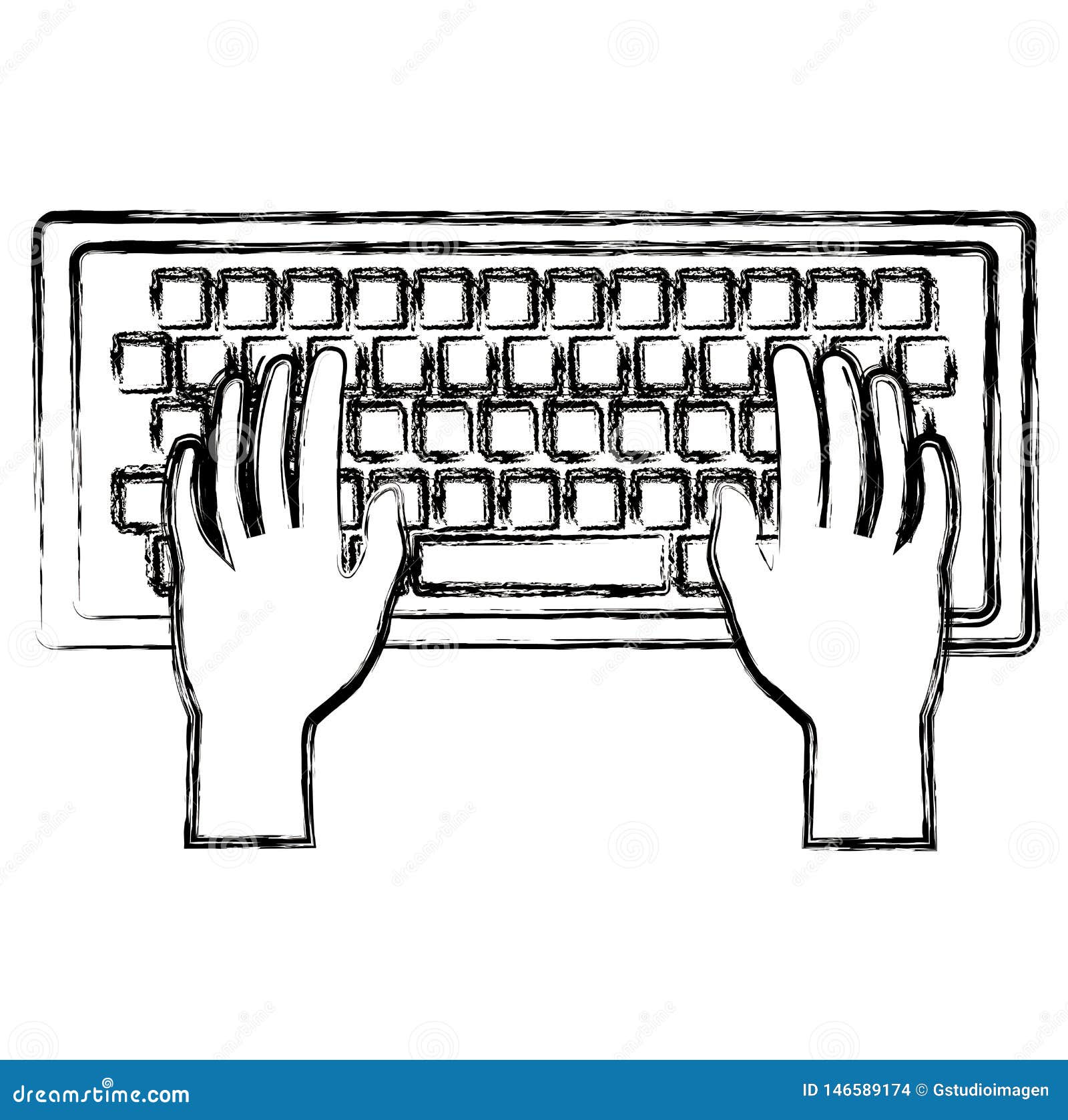 Hands Using Computer Keyboard Stock Illustration - Illustration of icon ...