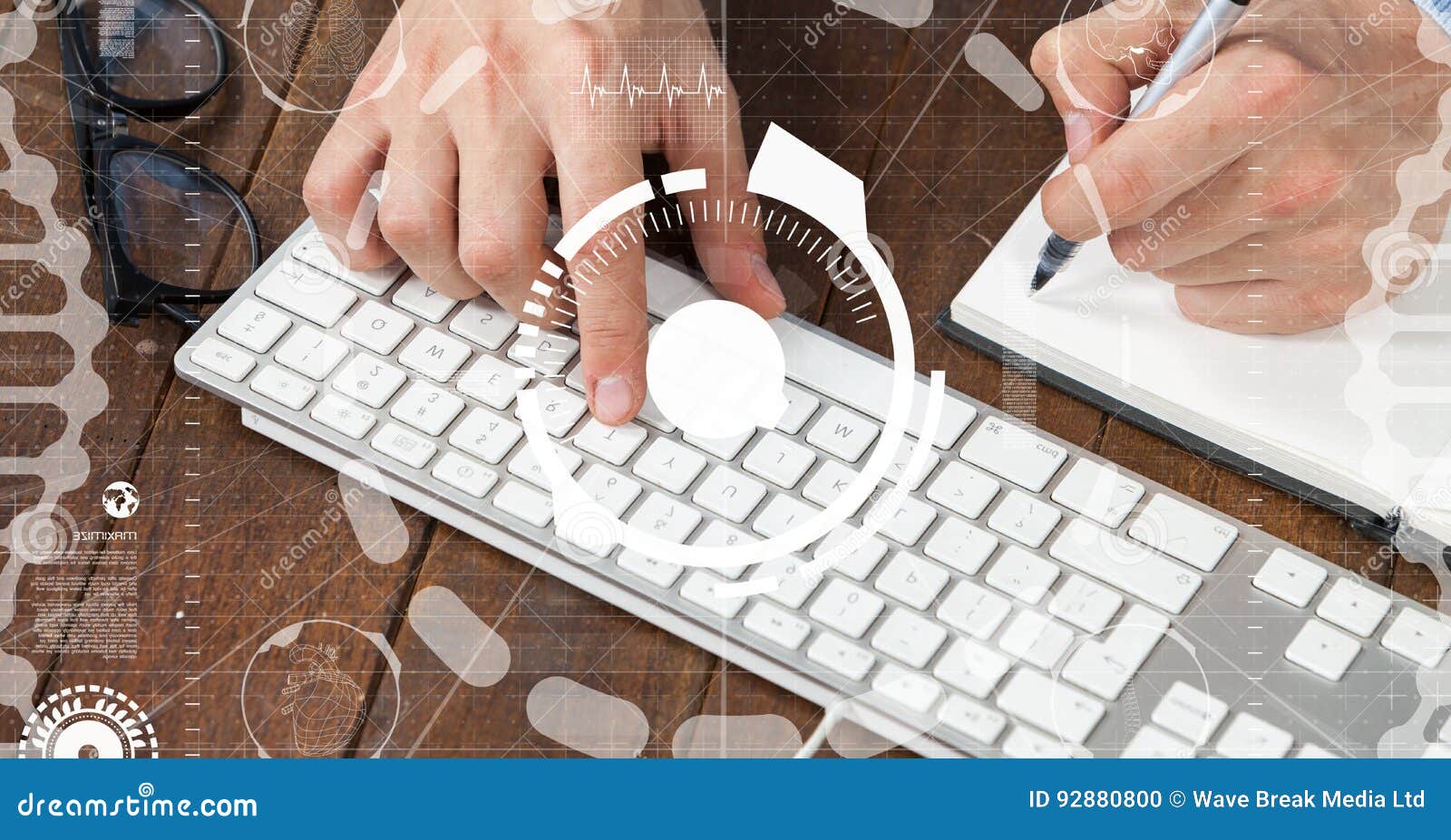 Hands Using Computer Keyboard while Writing Stock Illustration ...