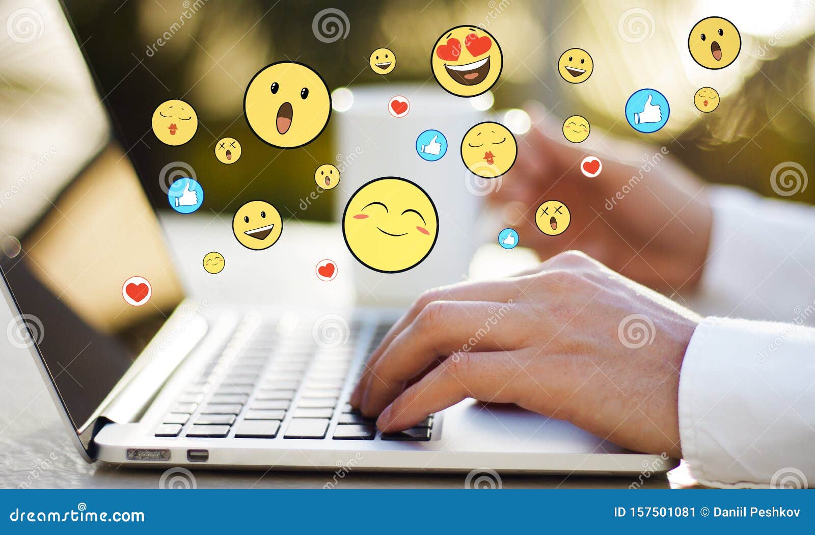 Hands Using Computer with Smileys Stock Image - Image of hands ...