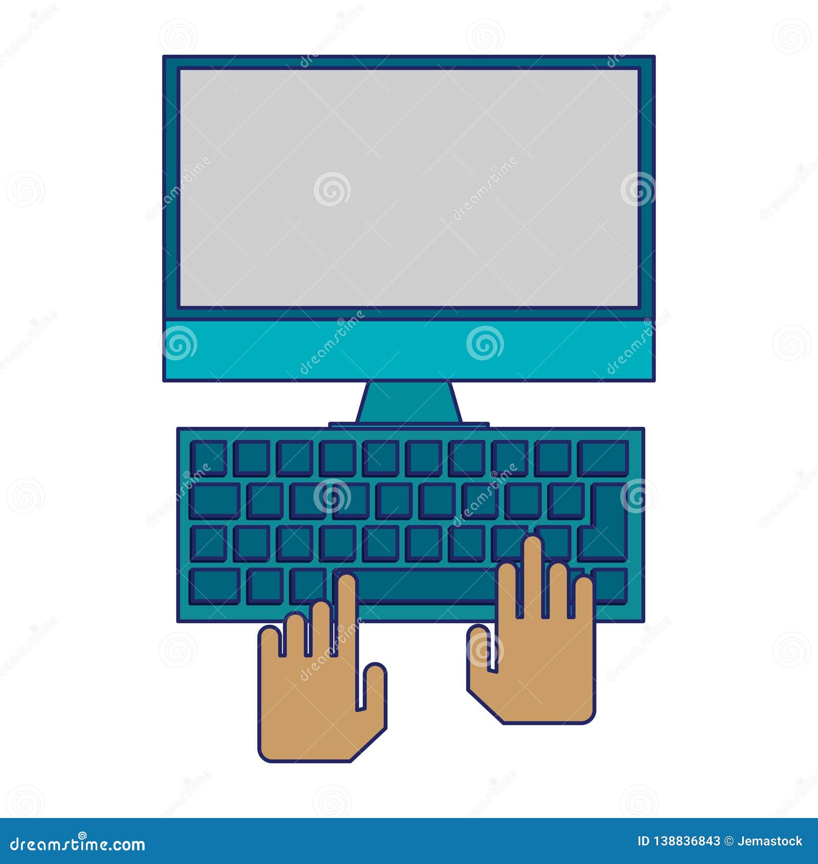 Hands Using Computer Symbol Stock Vector - Illustration of cooperation ...
