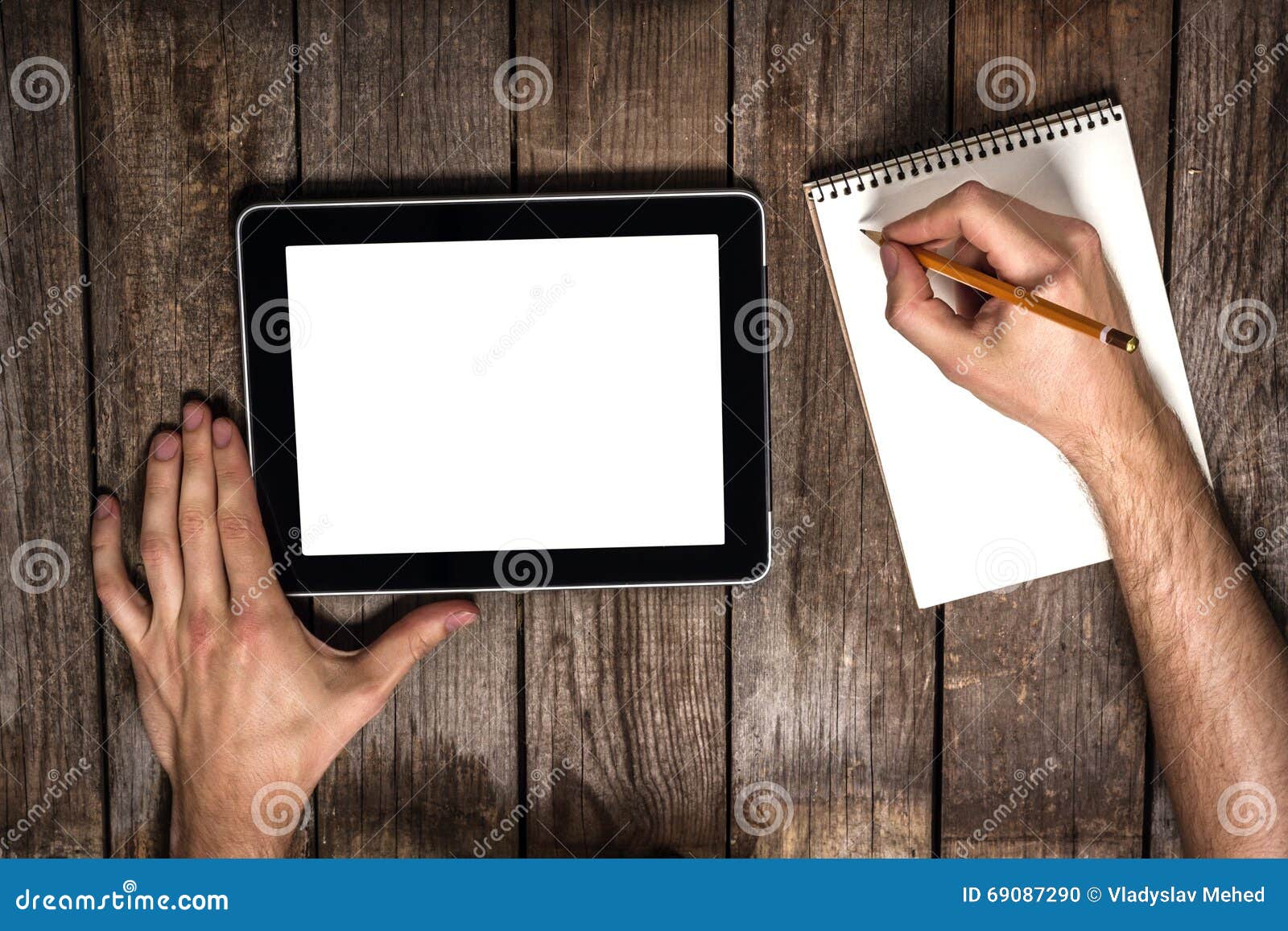 Hands Using Computer Tablet and Draw a Pancil Stock Photo - Image of ...