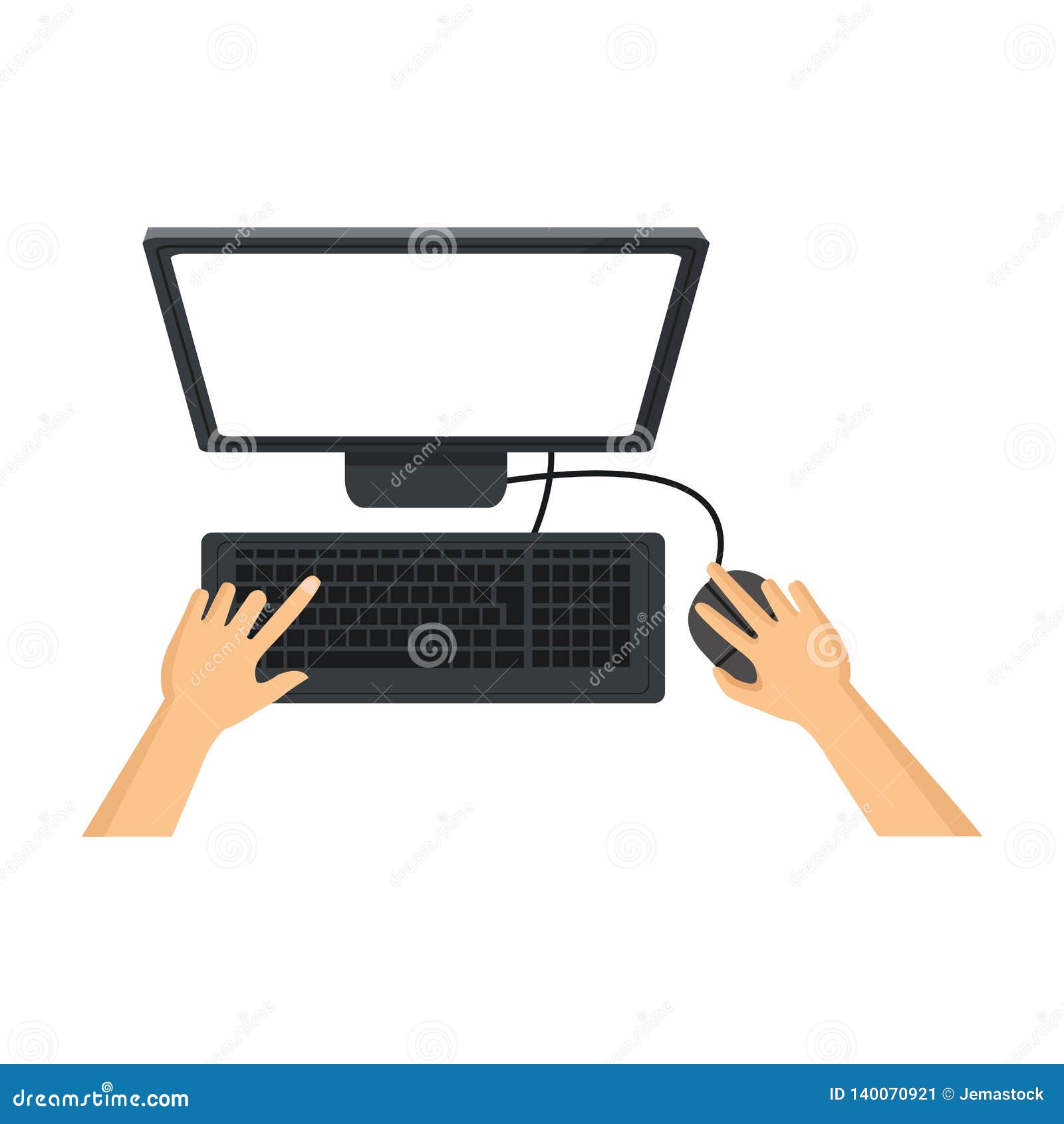 Hands Using Computer Technology Stock Vector - Illustration of line ...