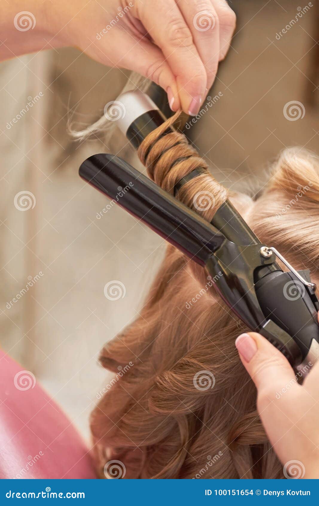 Hands Using a Curling Iron. Stock Photo - Image of business, hand ...