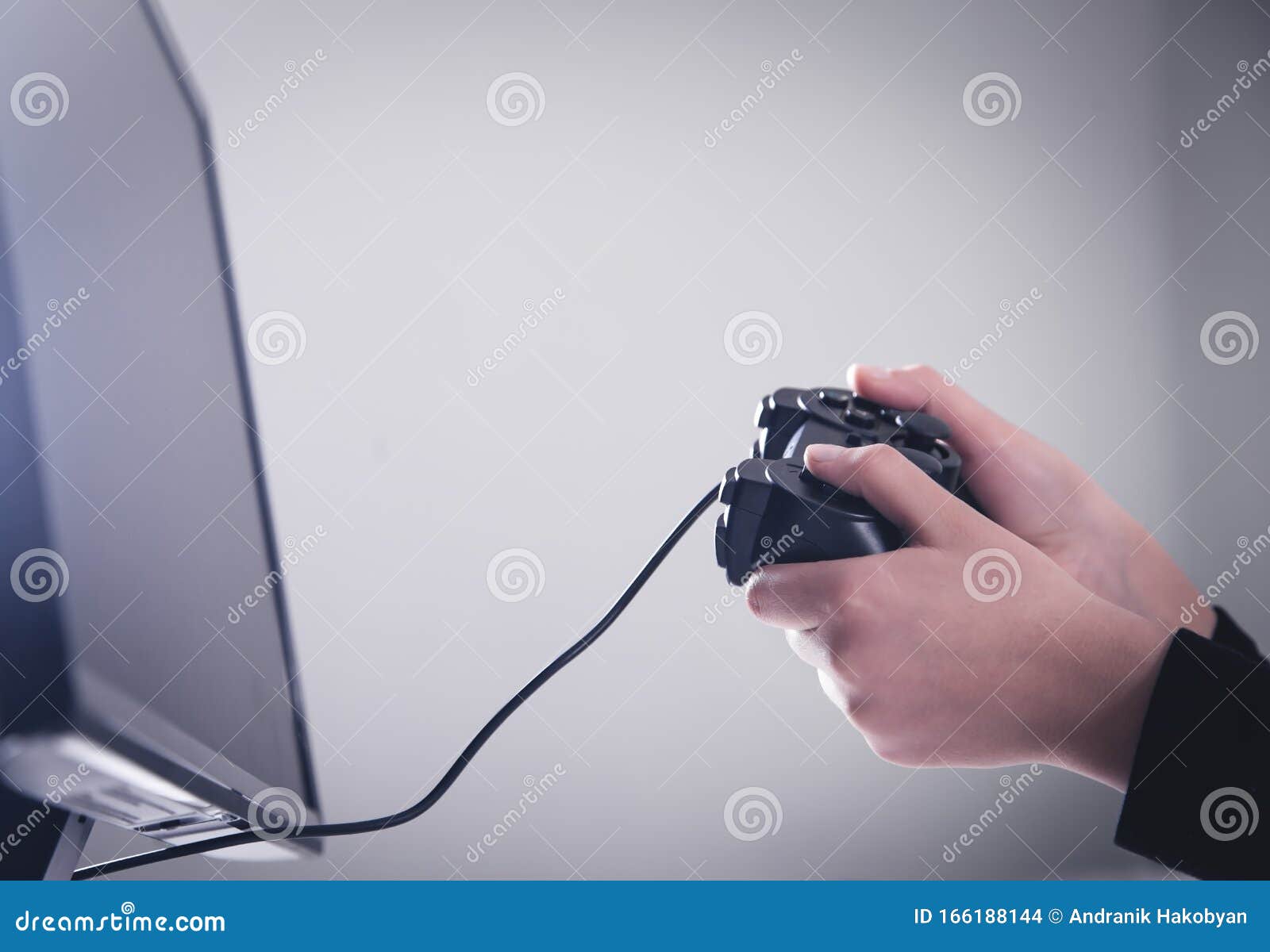 Hands Using Game Controller. Playing Video Games Stock Photo - Image of ...