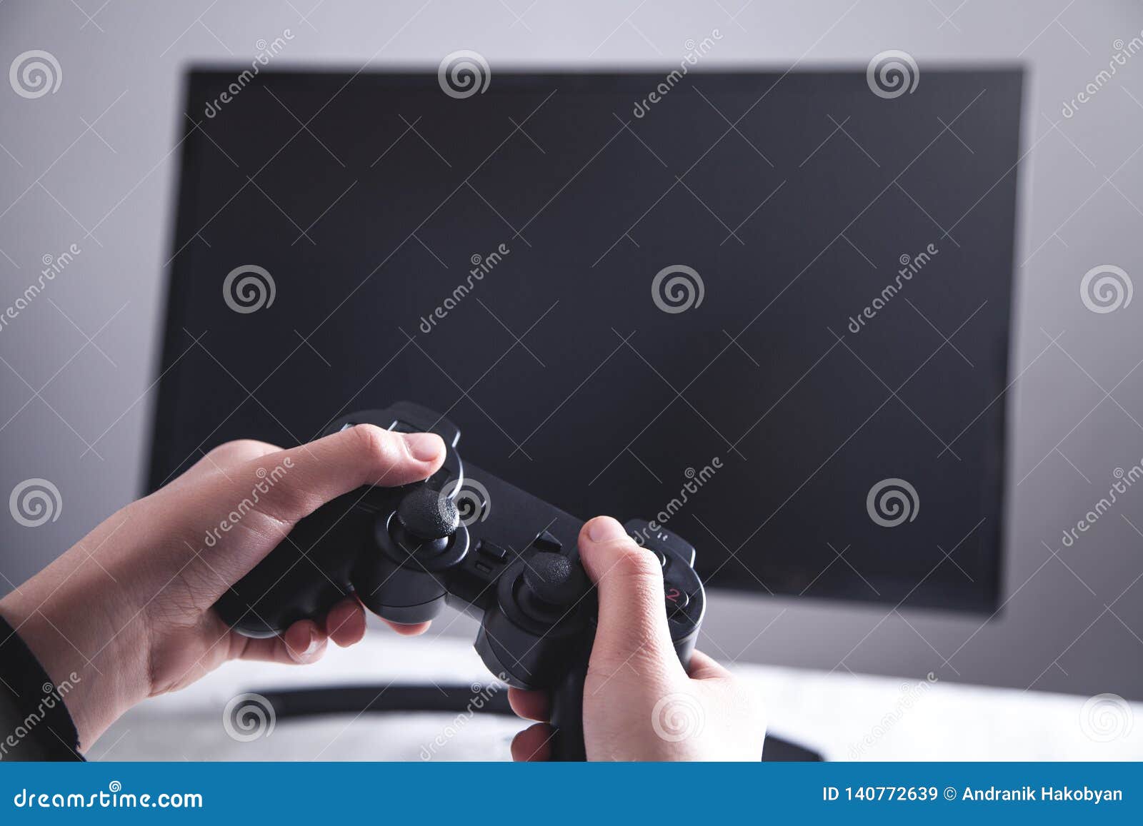 Hands Using Game Controller. Playing Video Games Stock Image - Image of ...