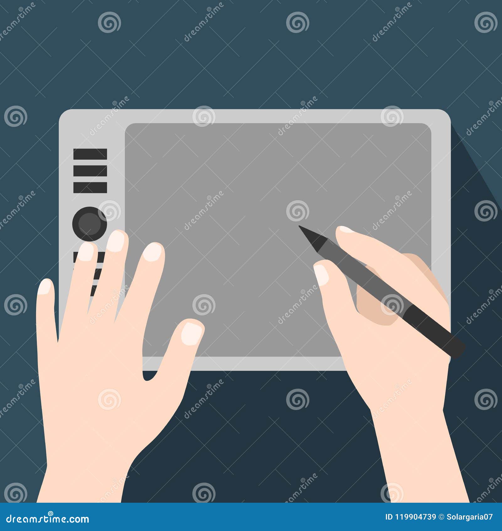 Hands Using Graphic Tablet-Flat Vector Illustration Stock Vector ...