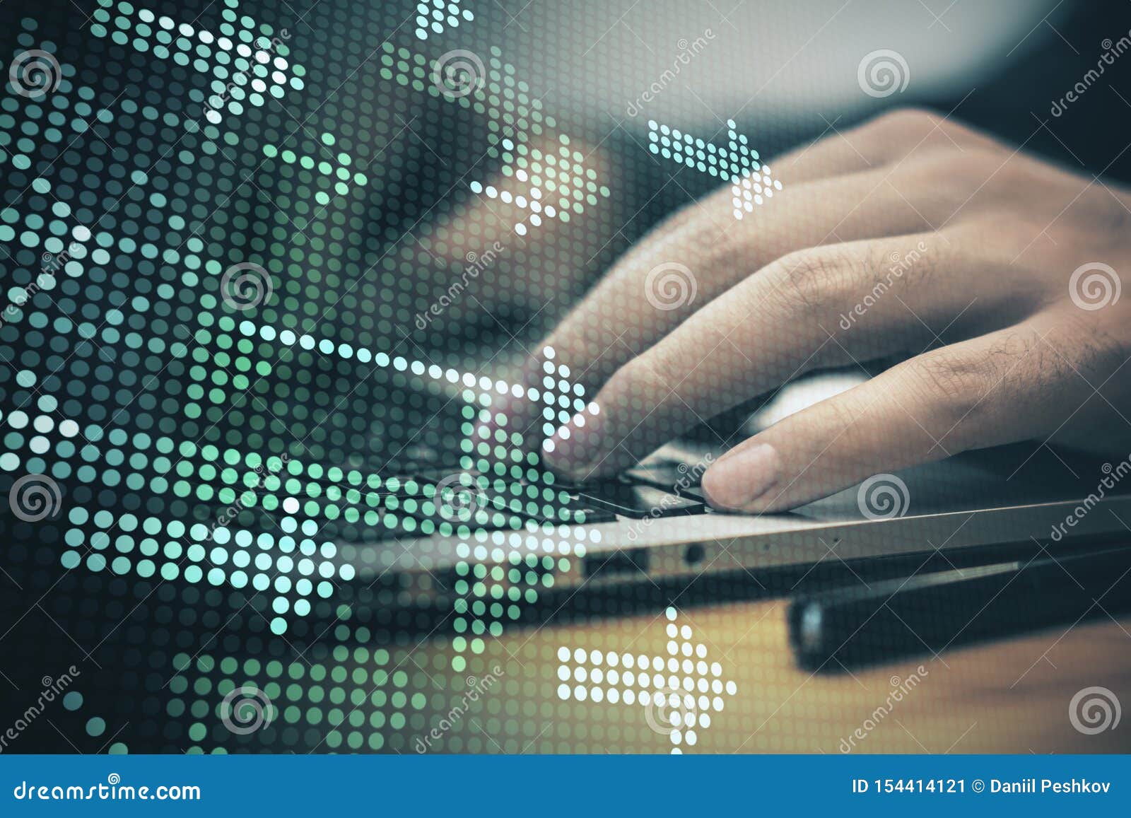 Hands Using Laptop with Arrows Stock Image - Image of computer, closeup ...