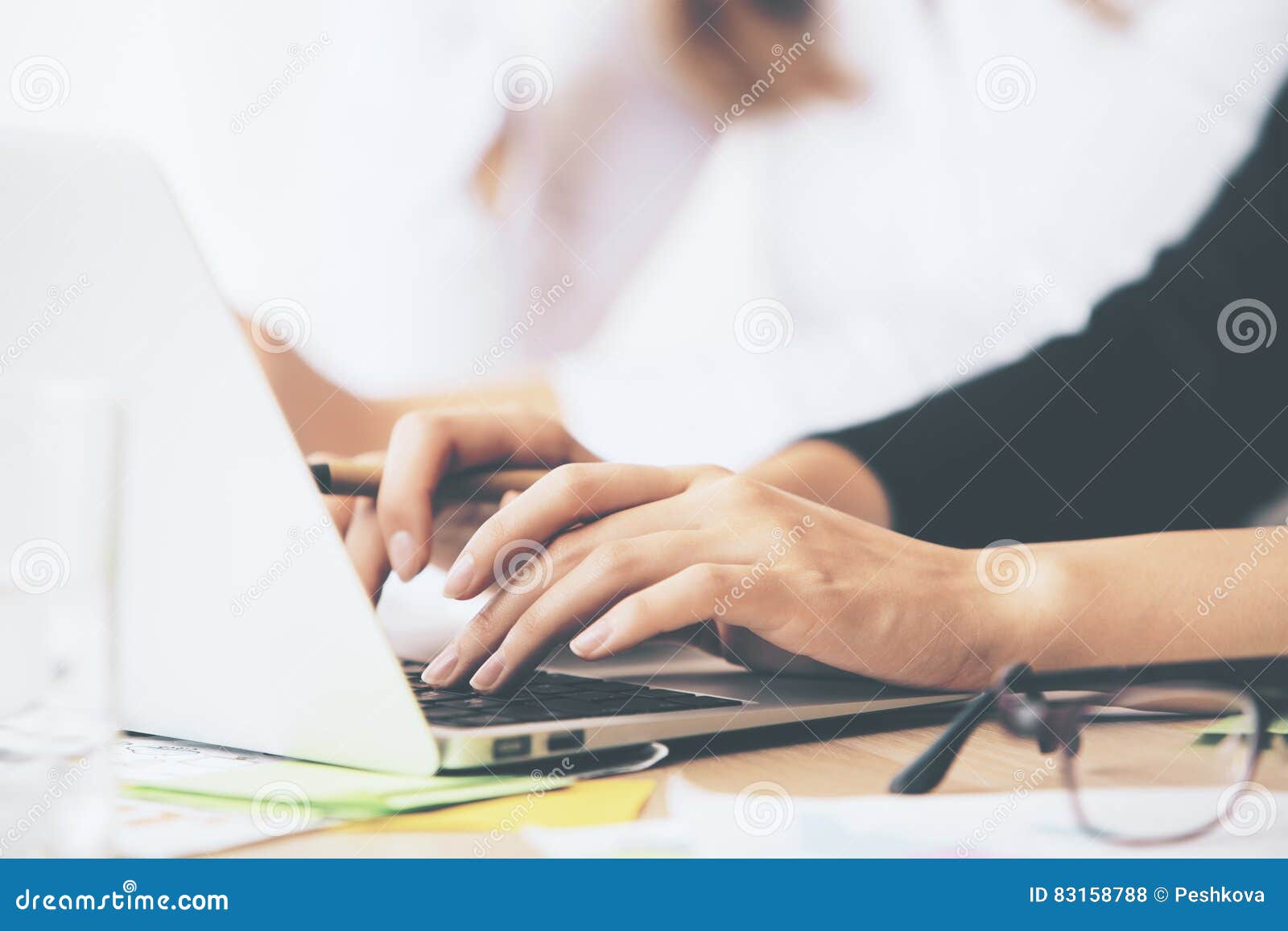 Hands using laptop closeup stock photo. Image of laptop - 83158788