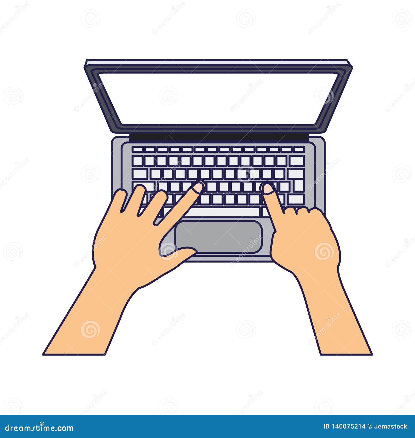 Hands Using Laptop Computer Blue Lines Stock Vector - Illustration of ...