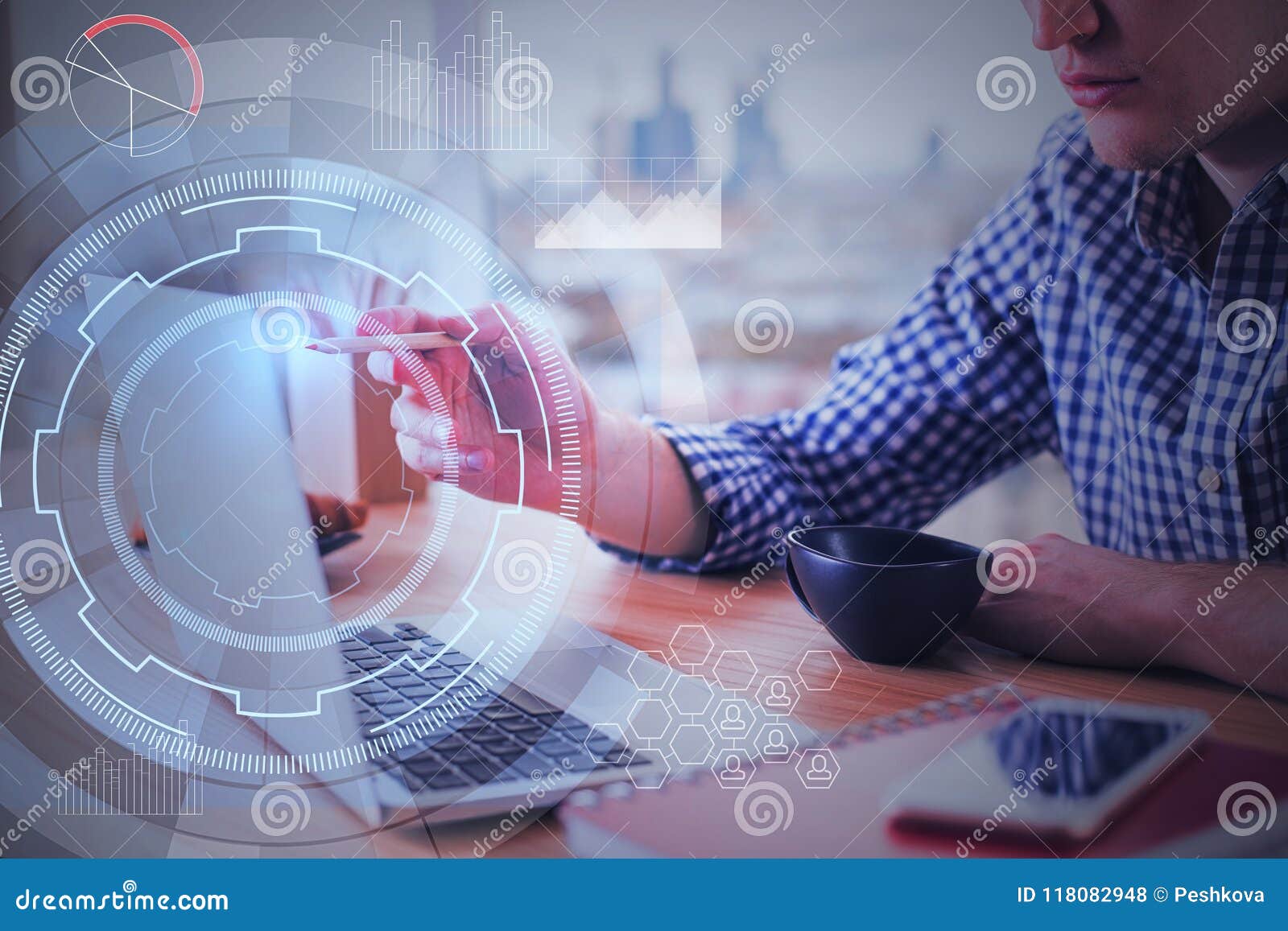 Future, Communication and Hud Concept Stock Photo - Image of device ...