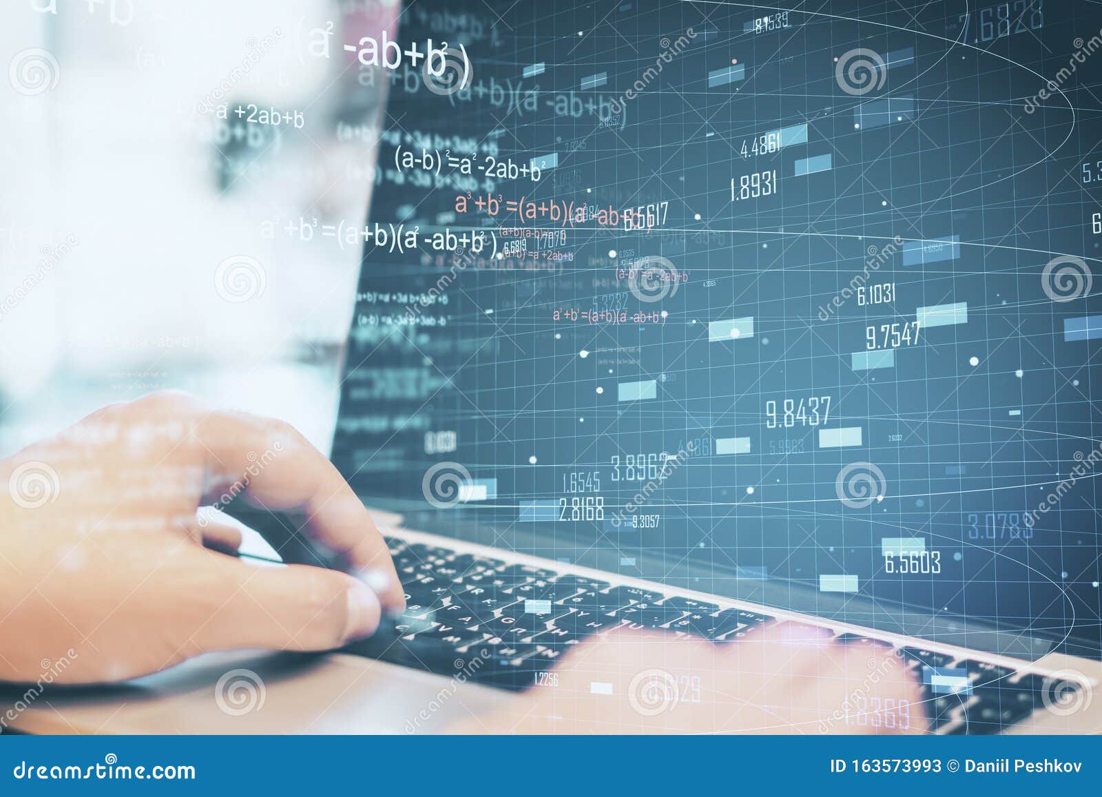 Hands using laptop stock image. Image of math, internet - 163573993
