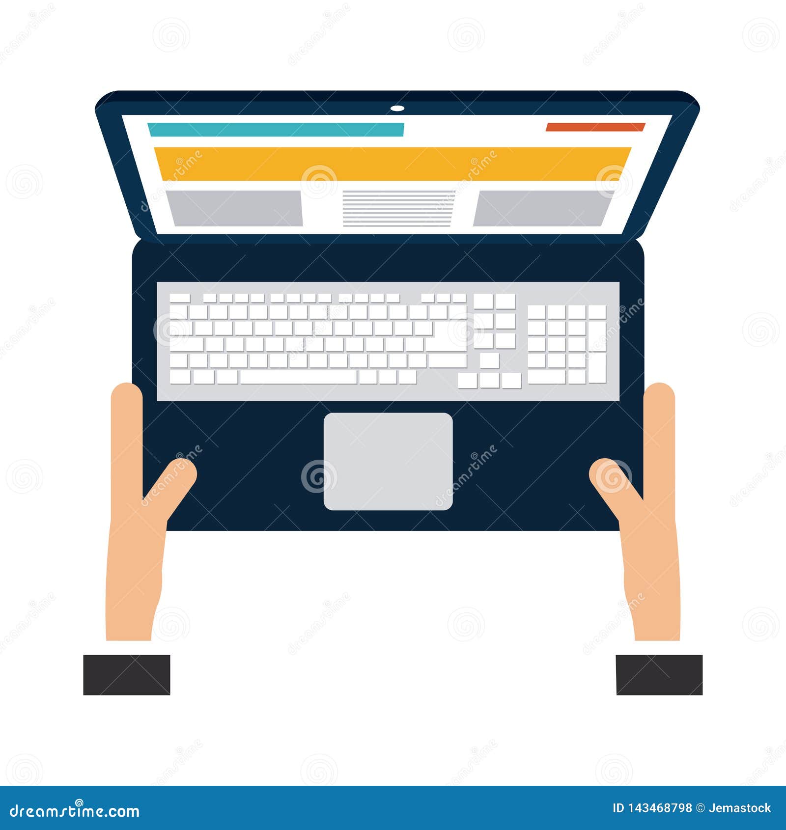 Hands using laptop stock vector. Illustration of digital - 143468798