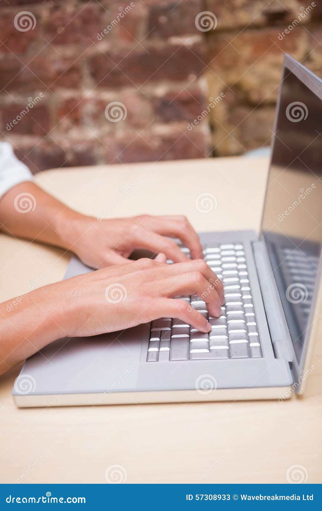 Hands Using Laptop at Office Desk Stock Image - Image of executive ...