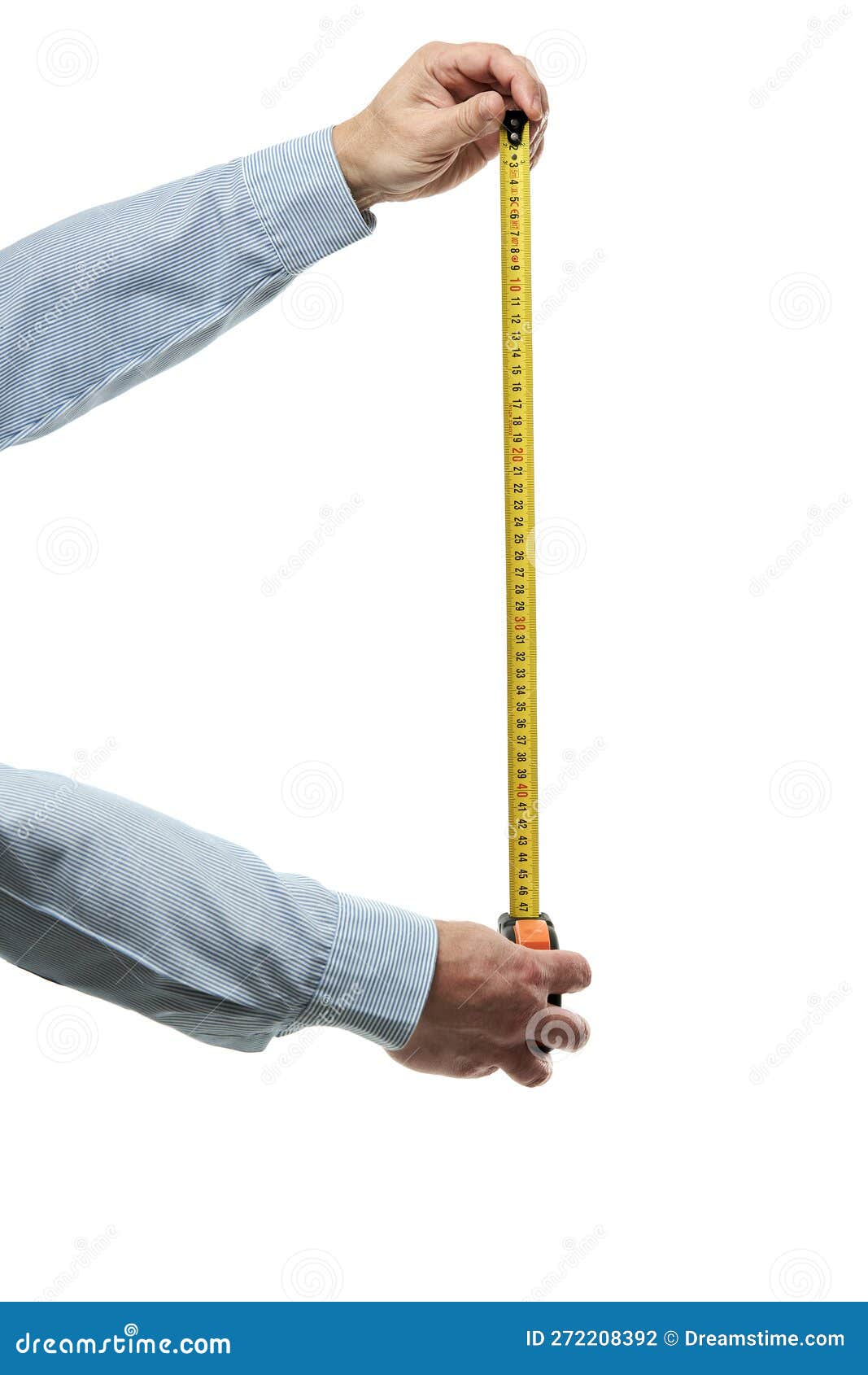 Hands Using Measuring Tape, Isolated on White Stock Photo - Image of ...