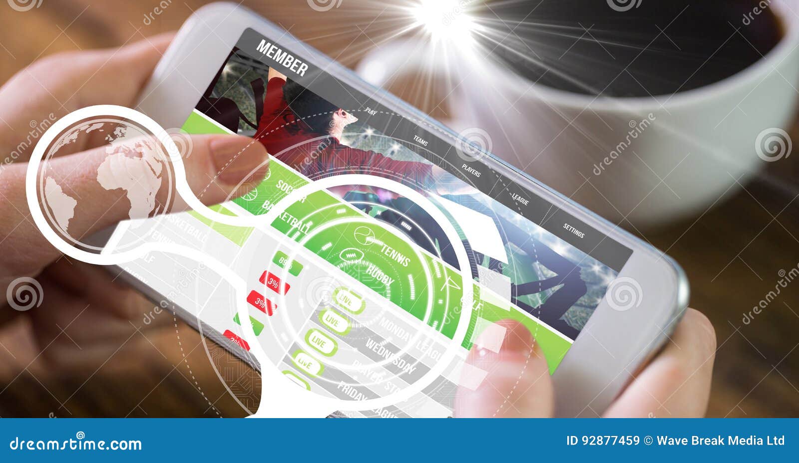 Hands Using Mobile Phone with Overlay Stock Illustration - Illustration ...