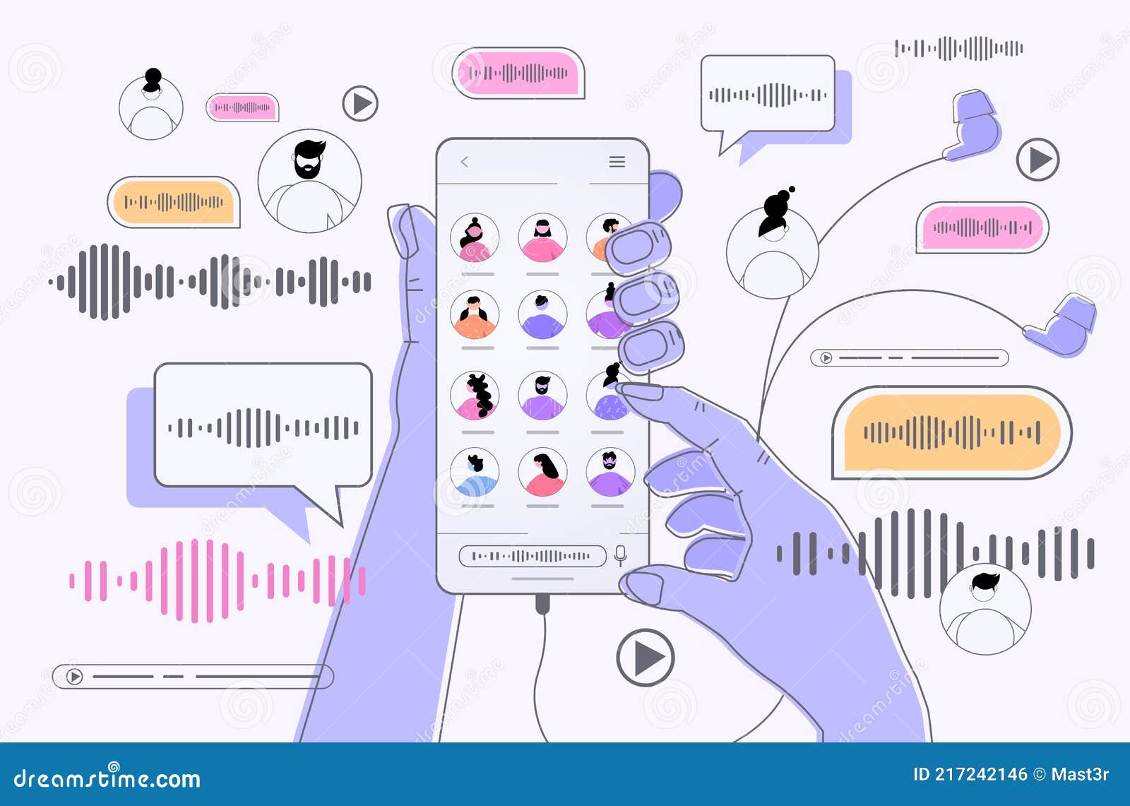 Hands Using Smartphone Communicate by Voice Messages Audio Chat ...