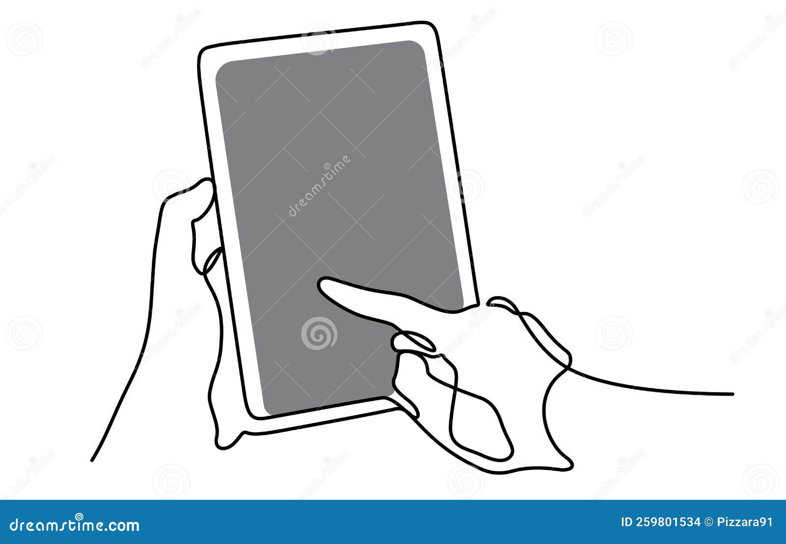 Hands Using Tablet Continuous Line Drawing Vector Illustration Stock ...