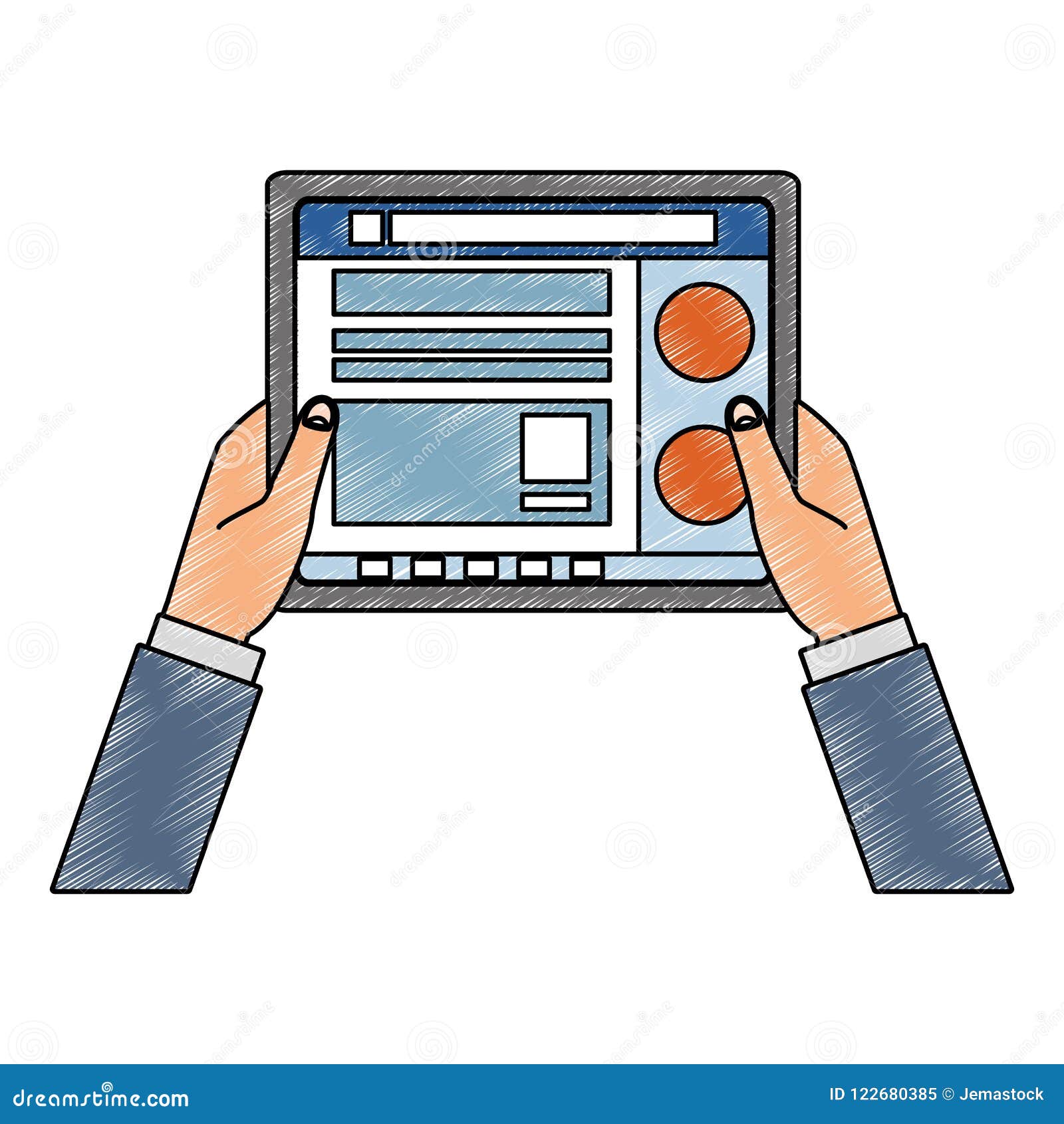 Hands Using Tablet To Check Social Networks Scribble Stock Vector ...